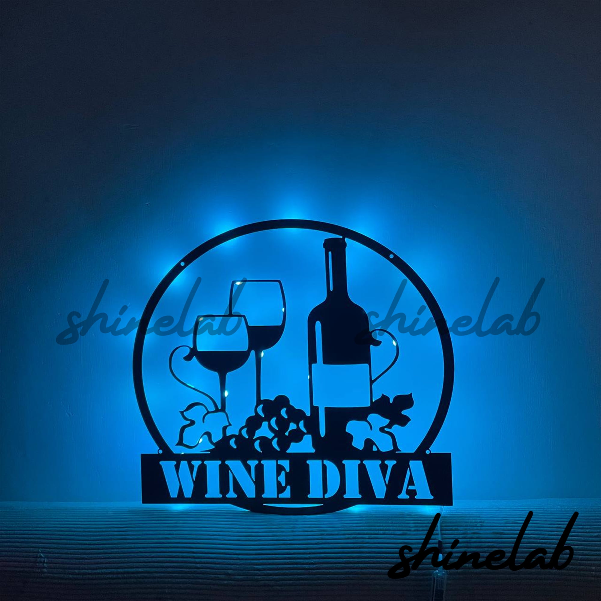 Shinelab Wine Bar Metal Sign, Custom Logo Club Name LED Wall Art, Restaurant Shop Decor 8913 ...
