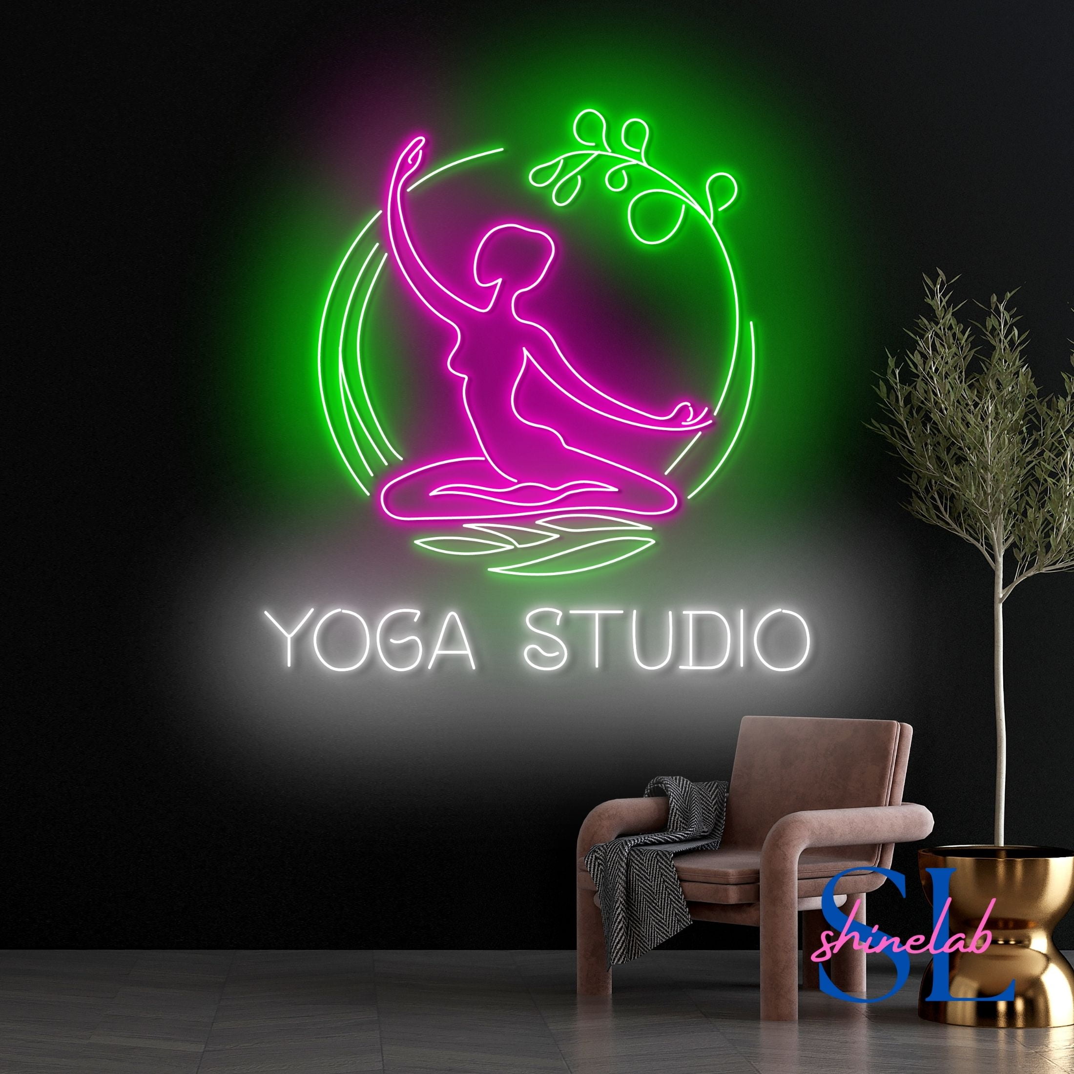 Shinelab Yoga Studio Neon Sign, Yoga Athlete Led Sign, Yoga Pose Wall ...