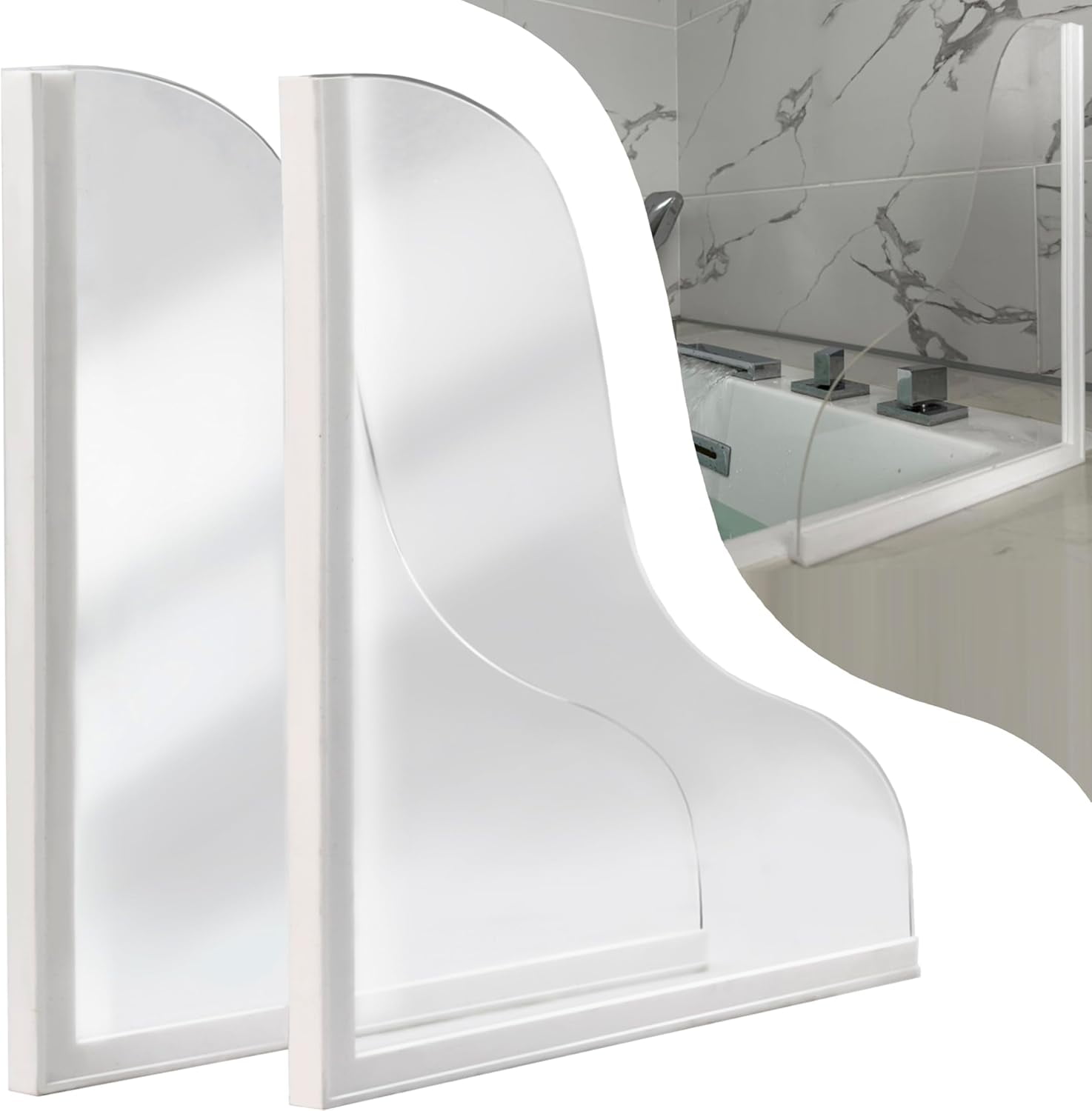 Shineligee 2 Pack Updated Shower Splash Guard, Large Splash Guards for ...