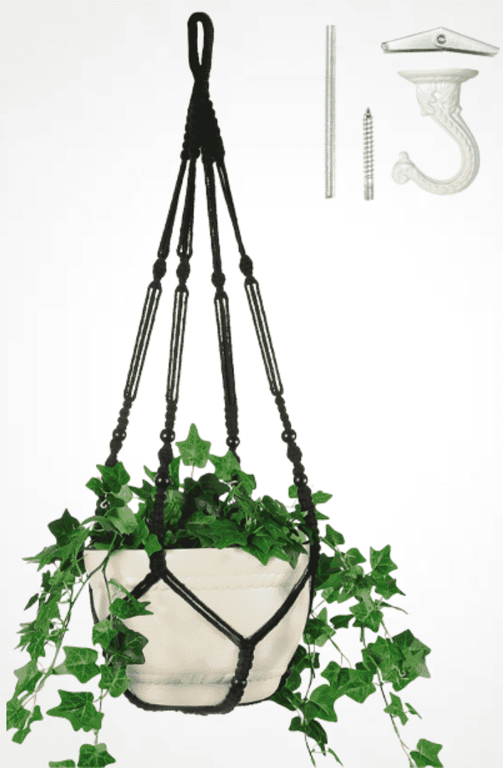 Shineloha, Hanging Planter, 43 inch Large Macrame Plant Hanger, Black ...