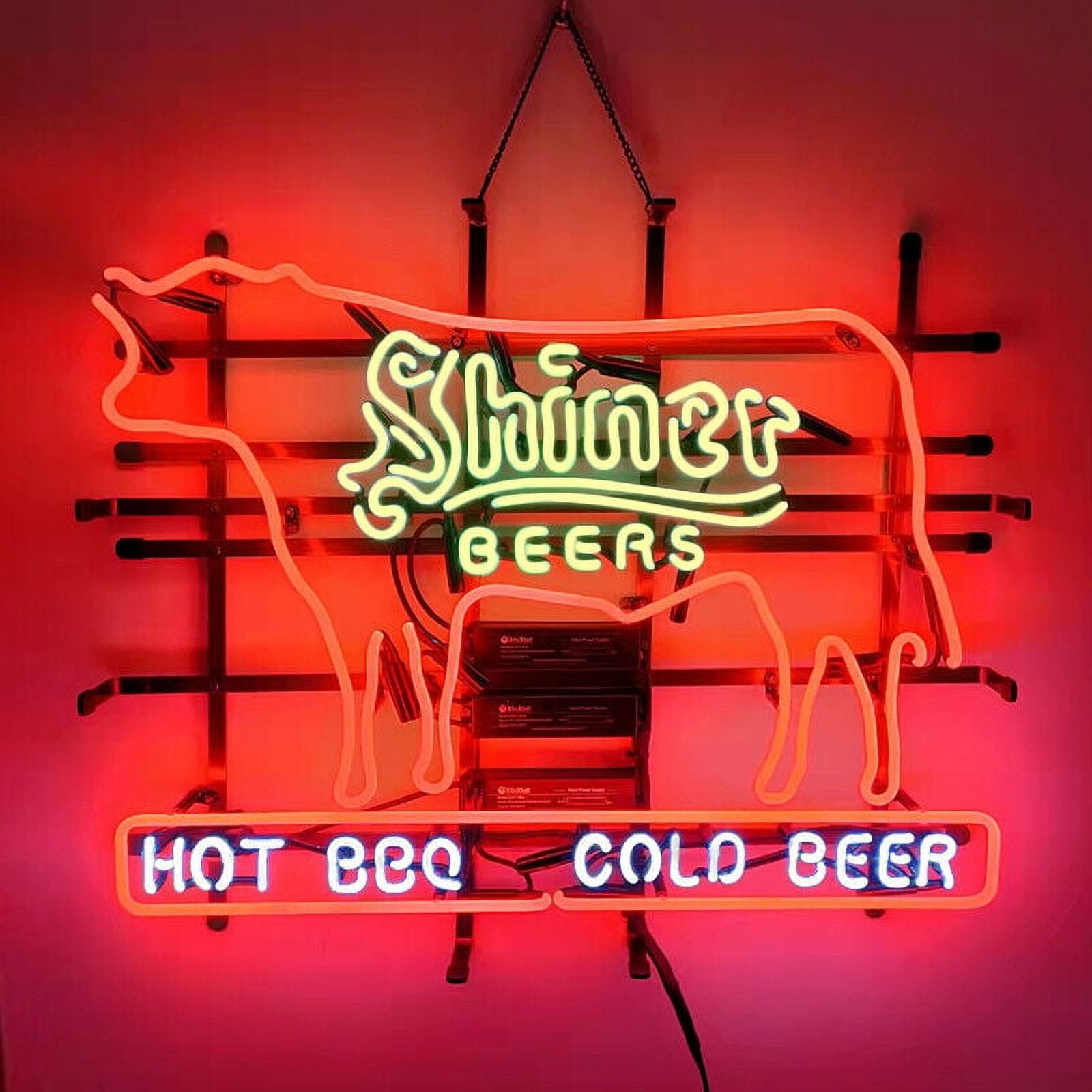 Shiner Beer Hot BBQ Cold Beer Neon Sign 24"x20" Beer Bar Pub Man Cave ...