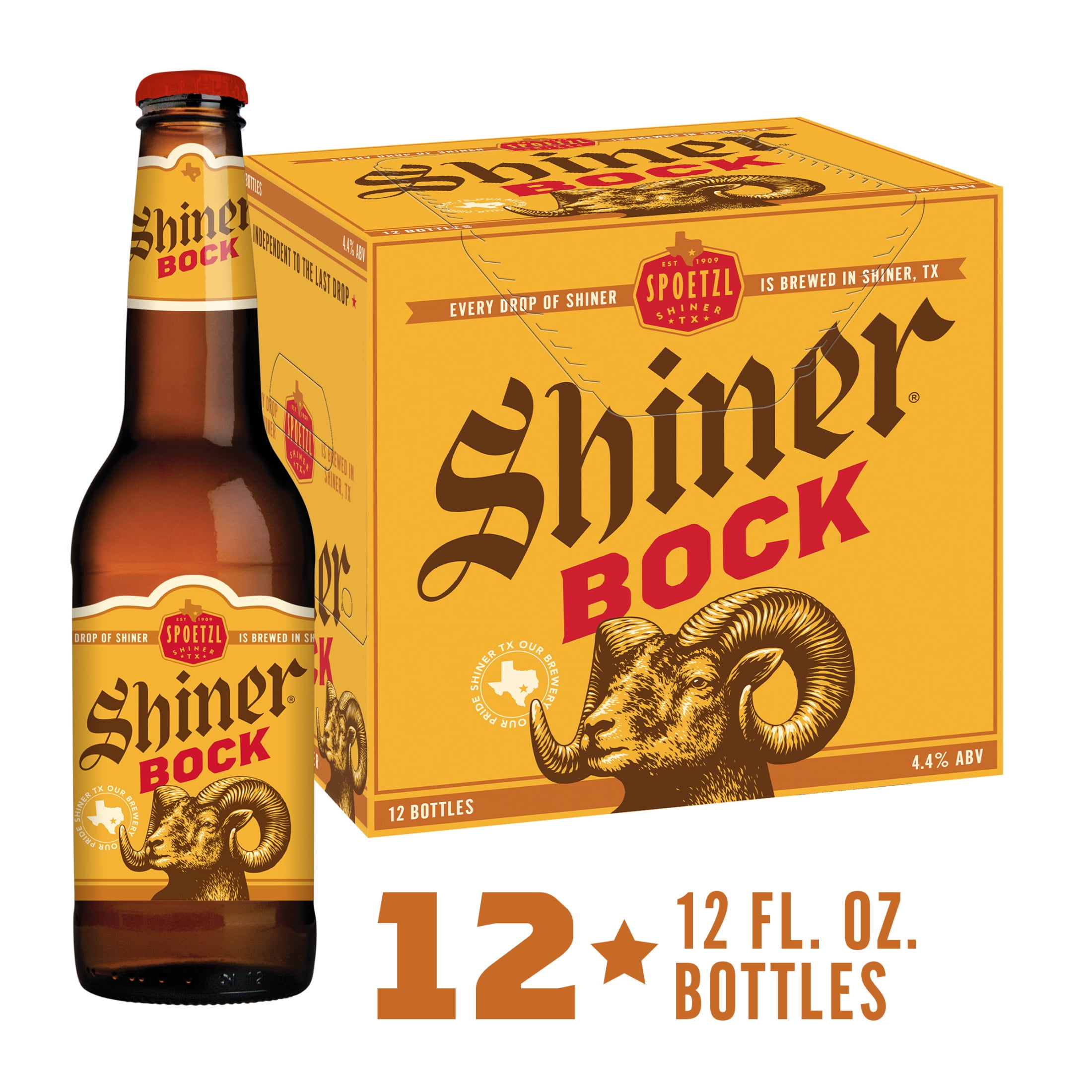 Shiner Bock Beer, Shiner Craft Beer, 12 Pack, 12 fl oz Bottles, 4.4% ...