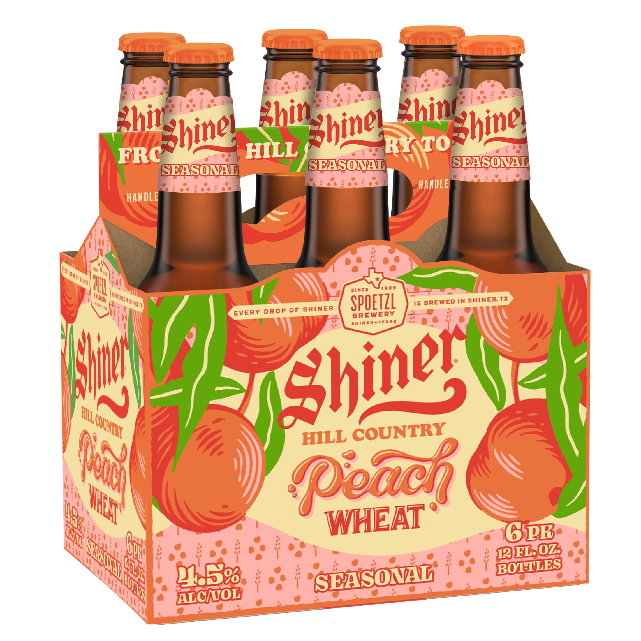 Shiner Hill Country Peach Wheat Craft Beer, 6 pack, 12 fl oz Can, 4.5% ...