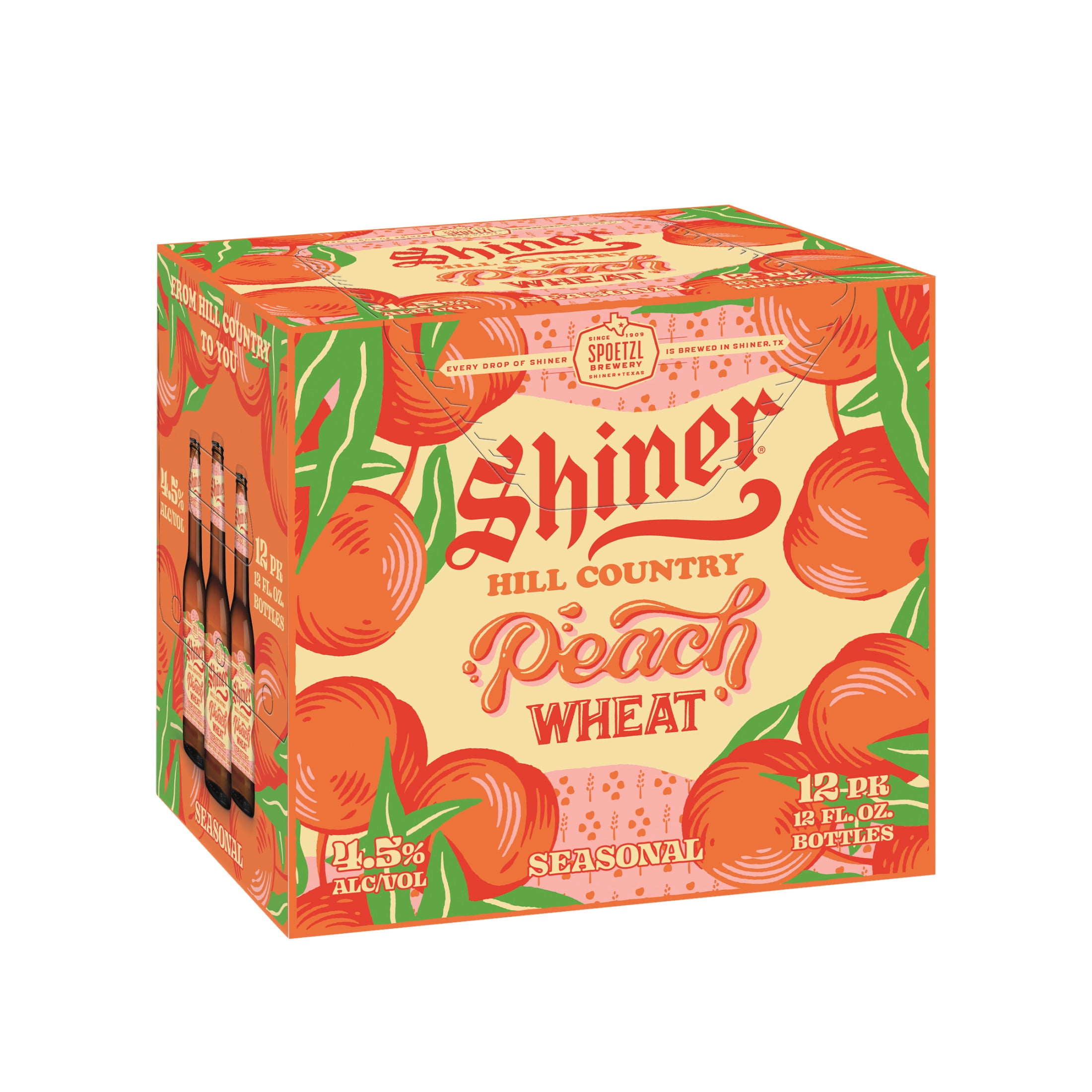 Shiner Hill Country Peach Wheat Craft Beer, 12 pack, 12 fl oz Can, 4.5% ...