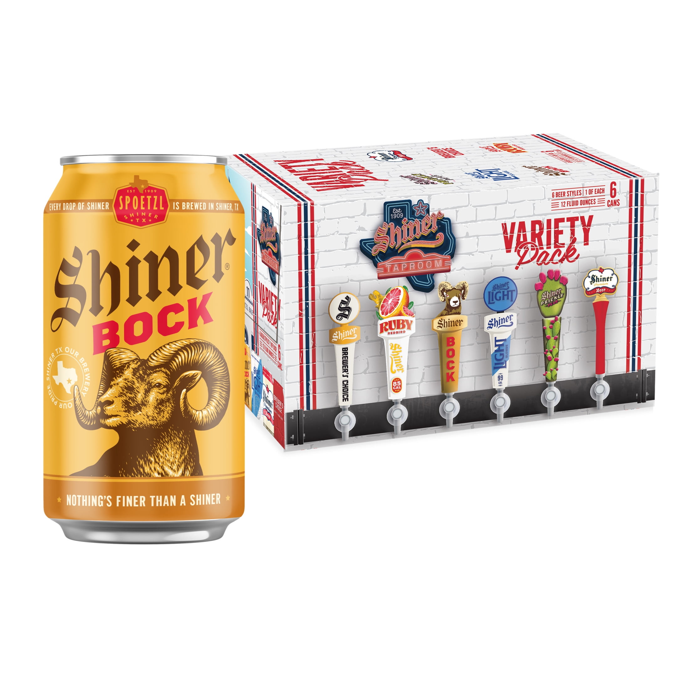 Shiner Taproom Variety Craft Beer, 6 pack, 12 fl oz Can, ABV Varies ...