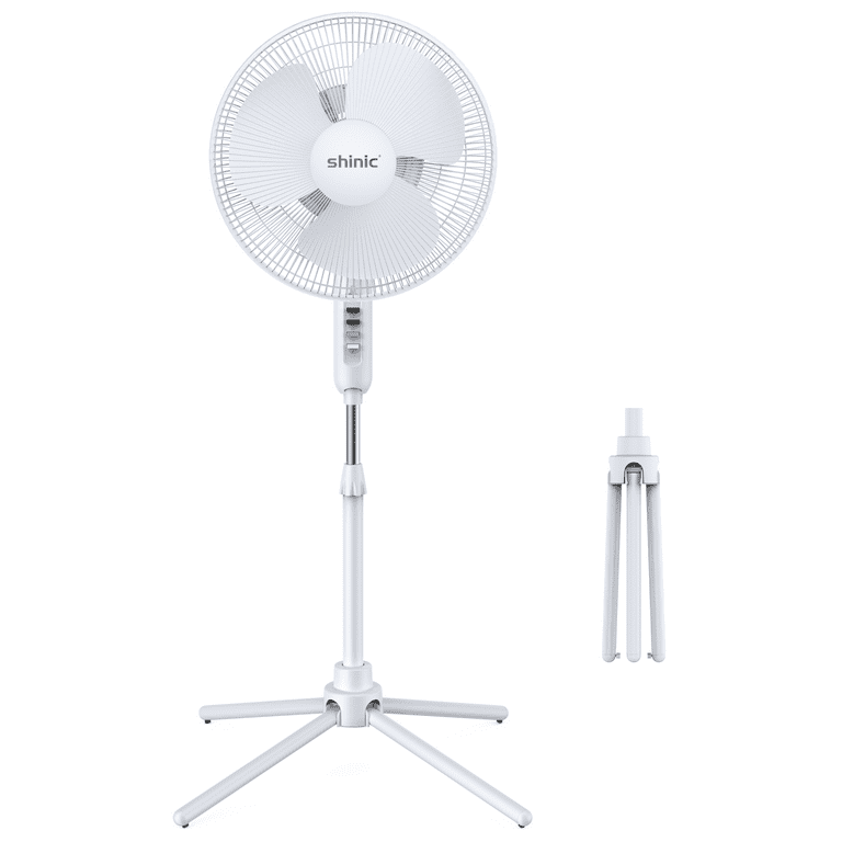 Shinic 16 3 Speed Oscillating Pedestal Fan with Folding Base Adjustable Height and Tilt 41 47