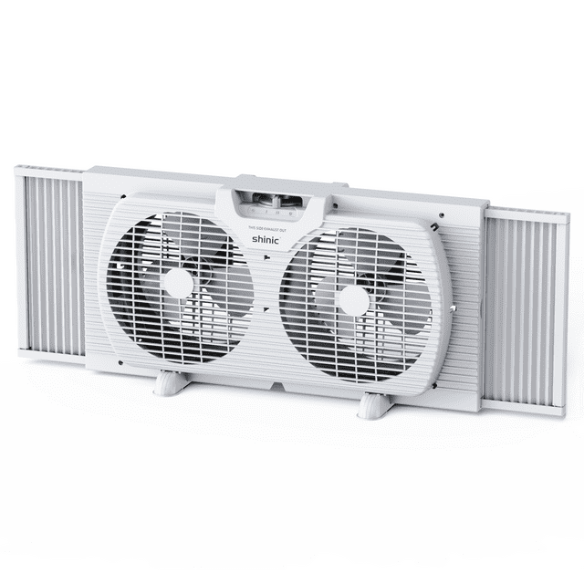 "Shinic 9"" Dual Twin Window Fan, 3-Speed, with Bug Screen, Adjustable ...