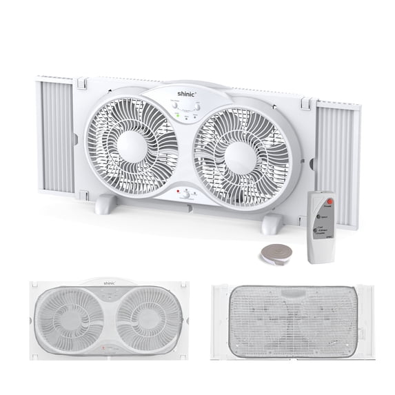 Shinic Twin Window Fan 9 Inch Reversible Airflow Remote Control 3 ...