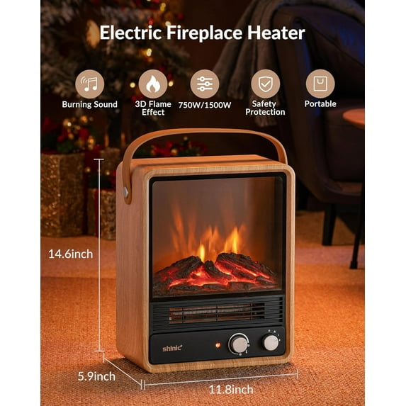 Shinic Electric Fireplace Heaters for Indoor Use,1500W Space with ...