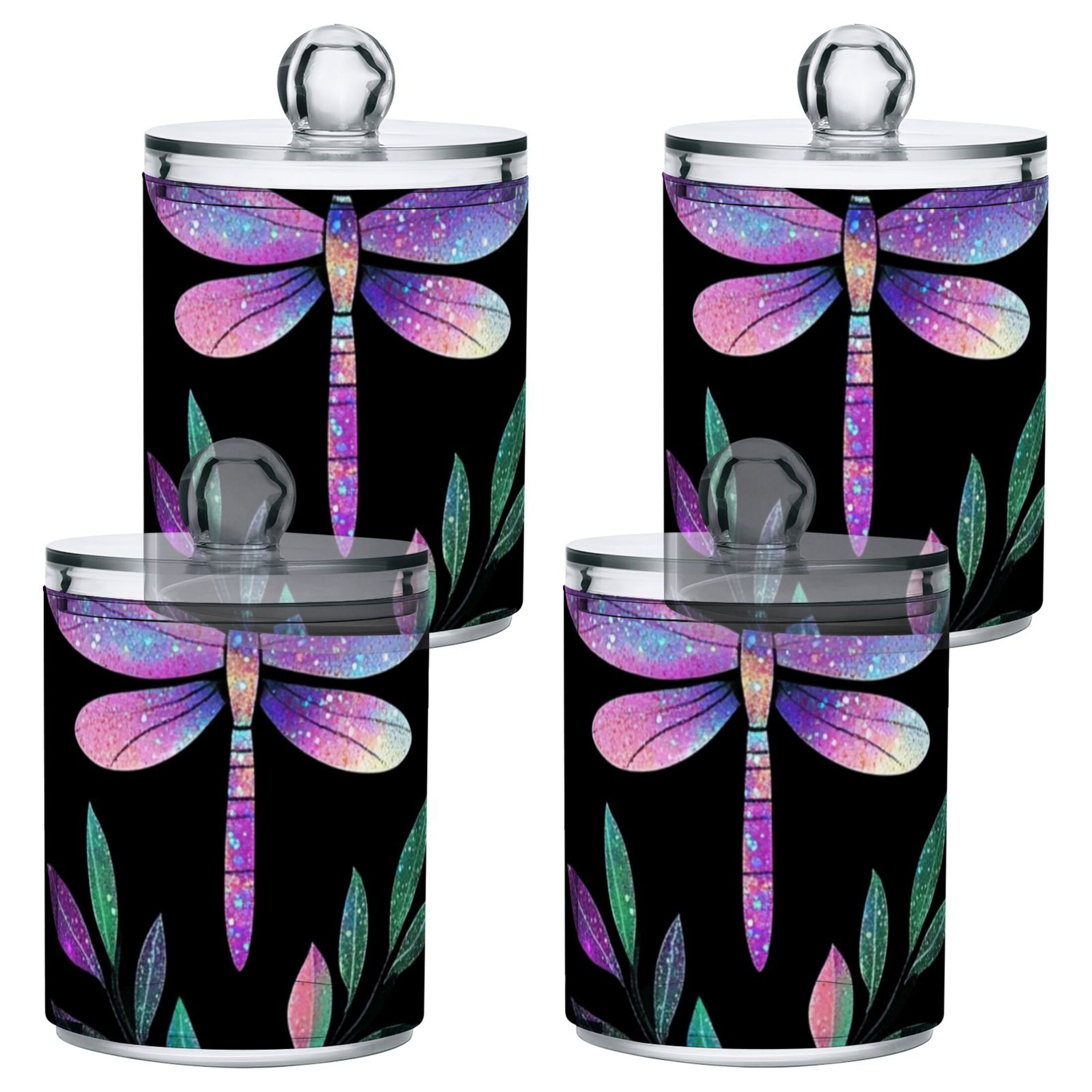 Shining Dragonflies Leaves Translucent Plastic Cans Storage Canisters ...