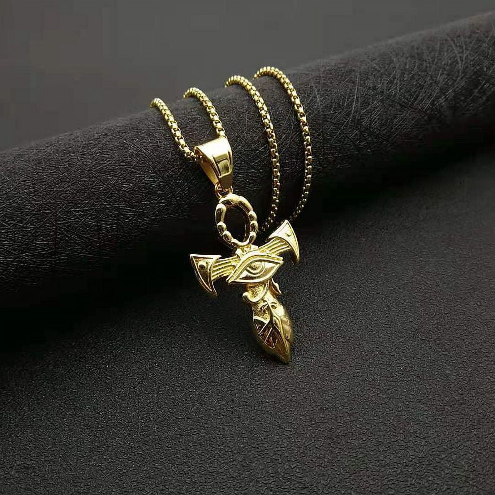 Shining Iced Out Ancient Egyptian God Eye of Horus Cross 14K Yellow ...