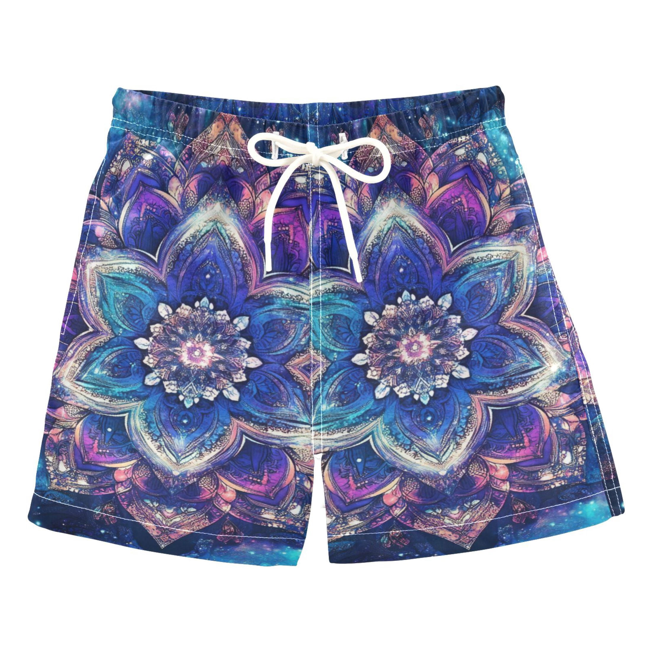 Shining Mandala Flowers Boys' Swim Trunks Board Shorts Beach Pants ...
