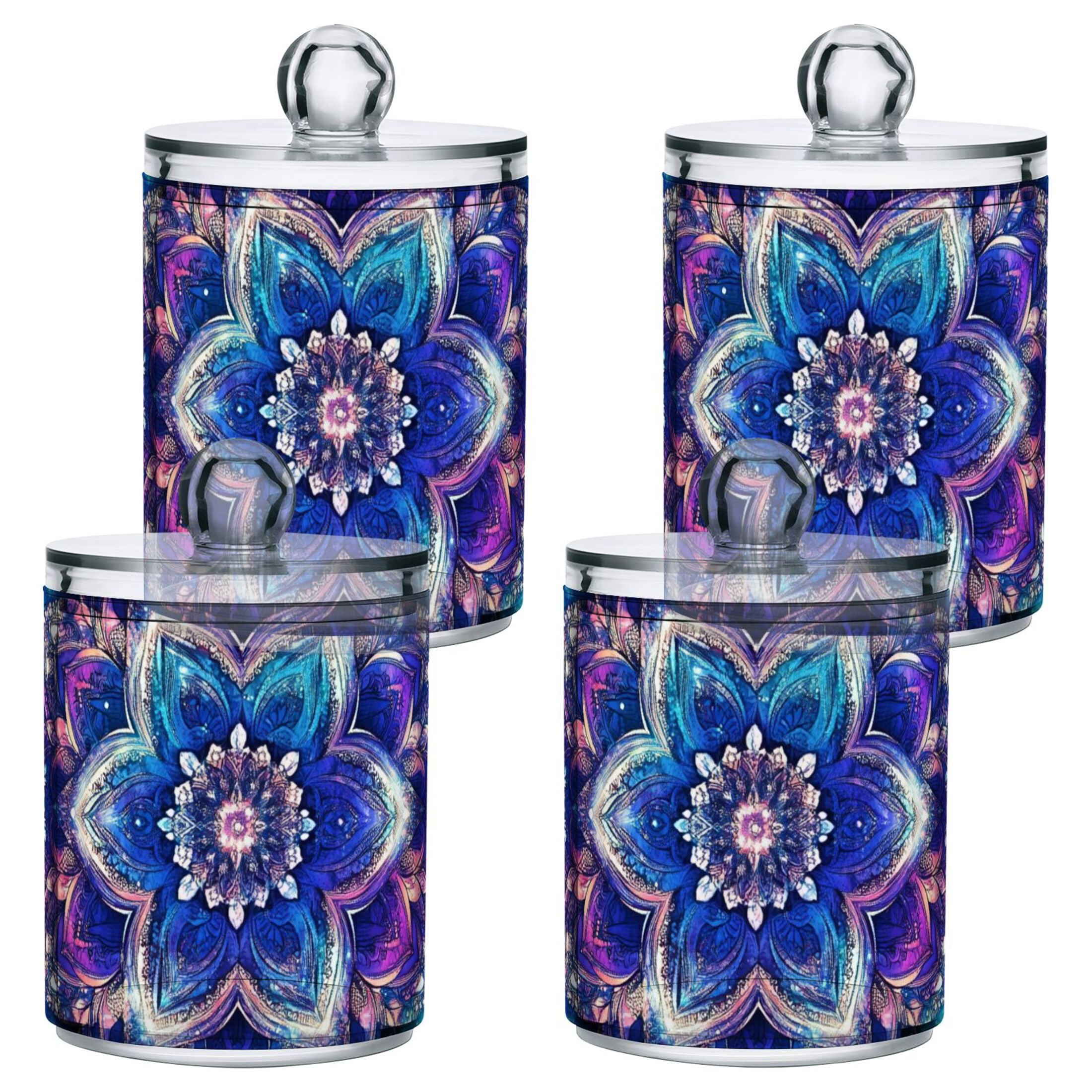 Shining Mandala Flowers Translucent Plastic Cans Storage Canisters with ...