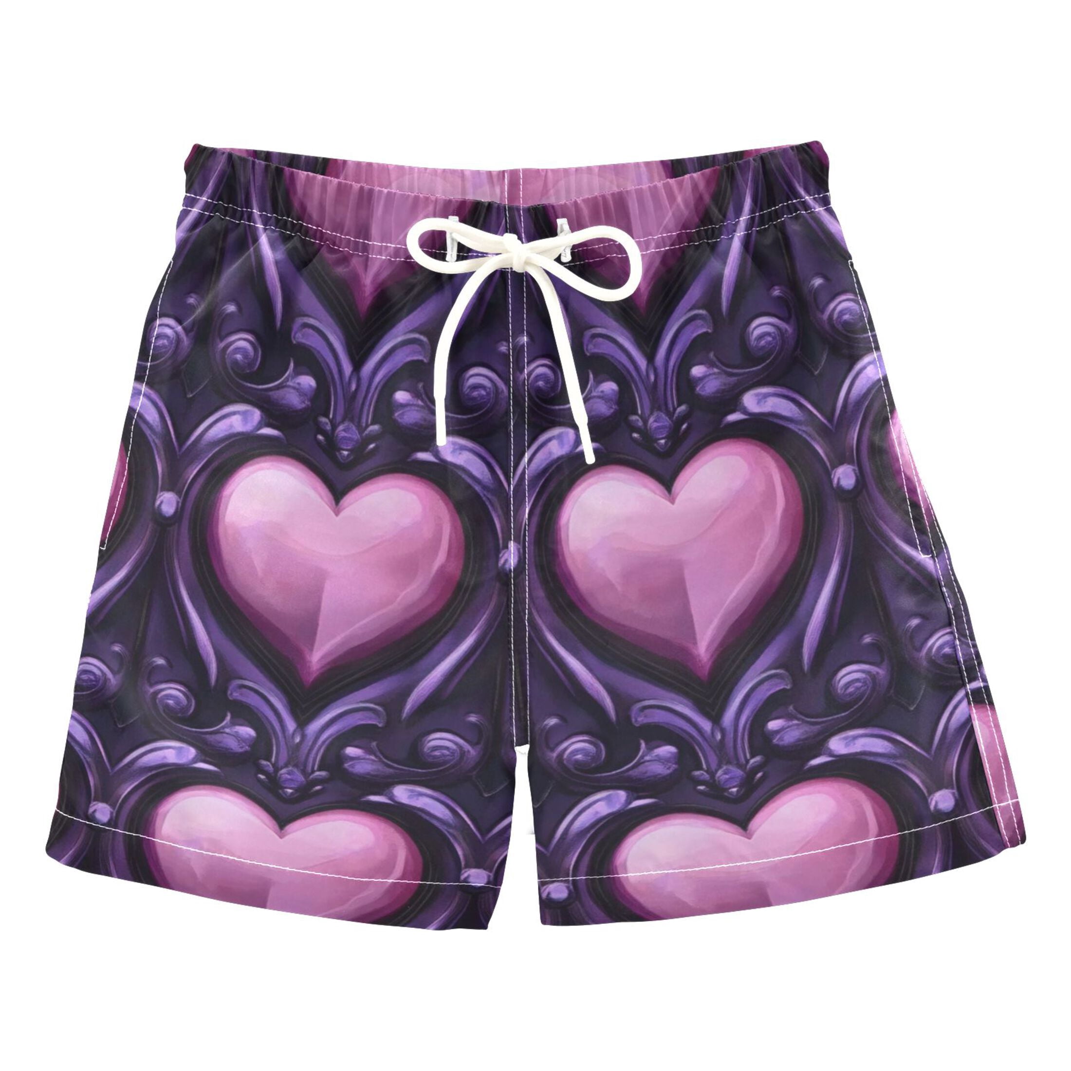 Shining Purple Heart Boys Swim Trunks Quick Dry Boy Swim Shorts for 3 ...