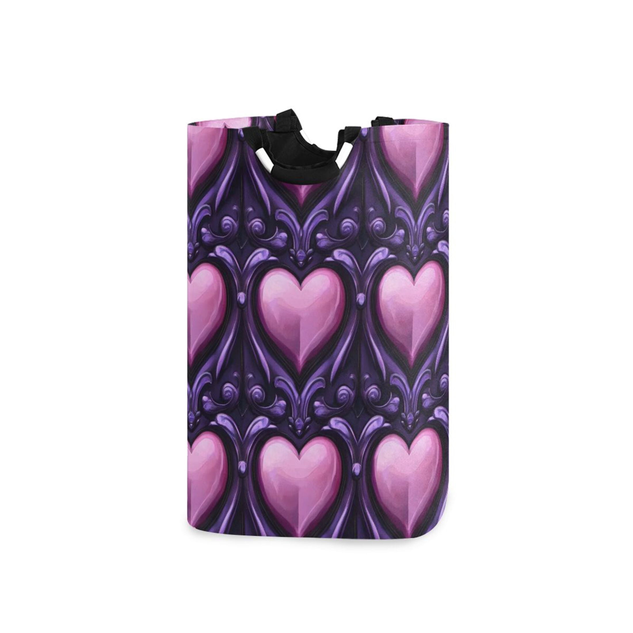 Shining Purple Heart Laundry Basket with Handles 50L Collapsible ...