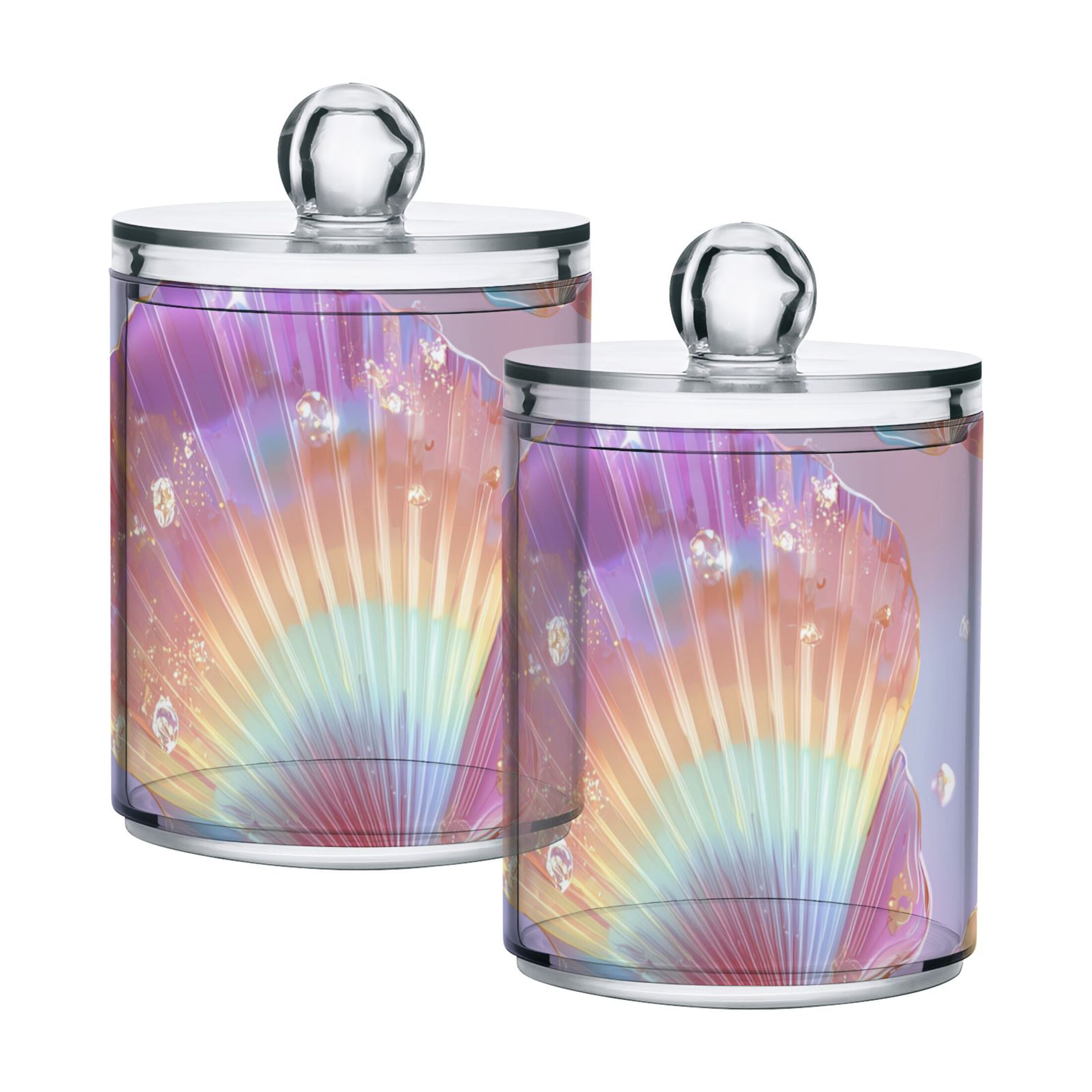 Shining Shells with Gems Translucent Plastic Cans Storage Canisters ...