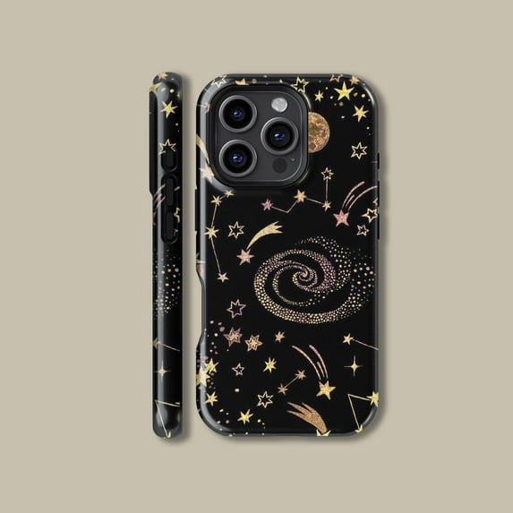 Shining Starry Night Sky Case for iPhone Samsung Black Celestial Space ...
