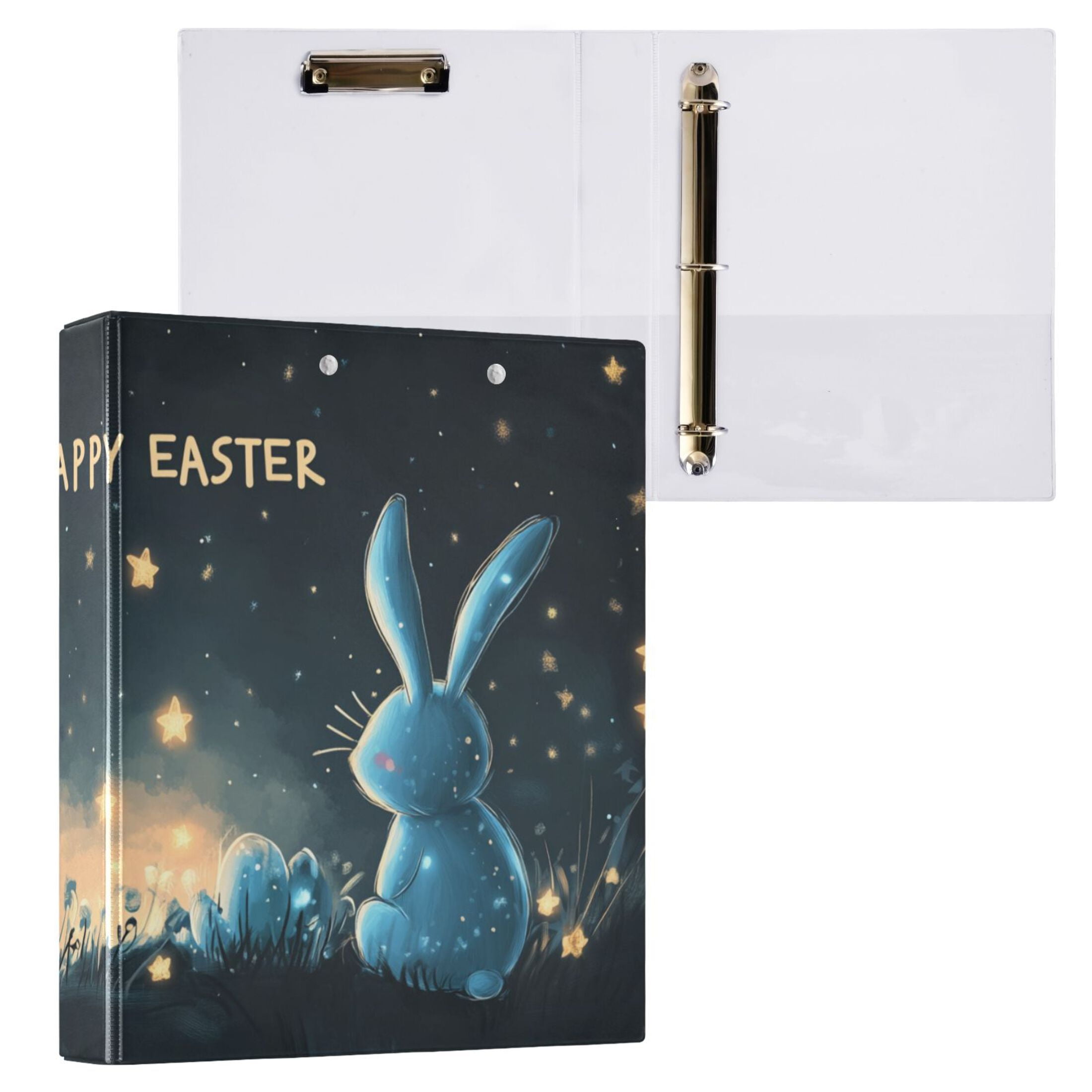 Shining Stars Rabbits Easter Round Ring Binder 3 Rings 1.5" Capacity ...
