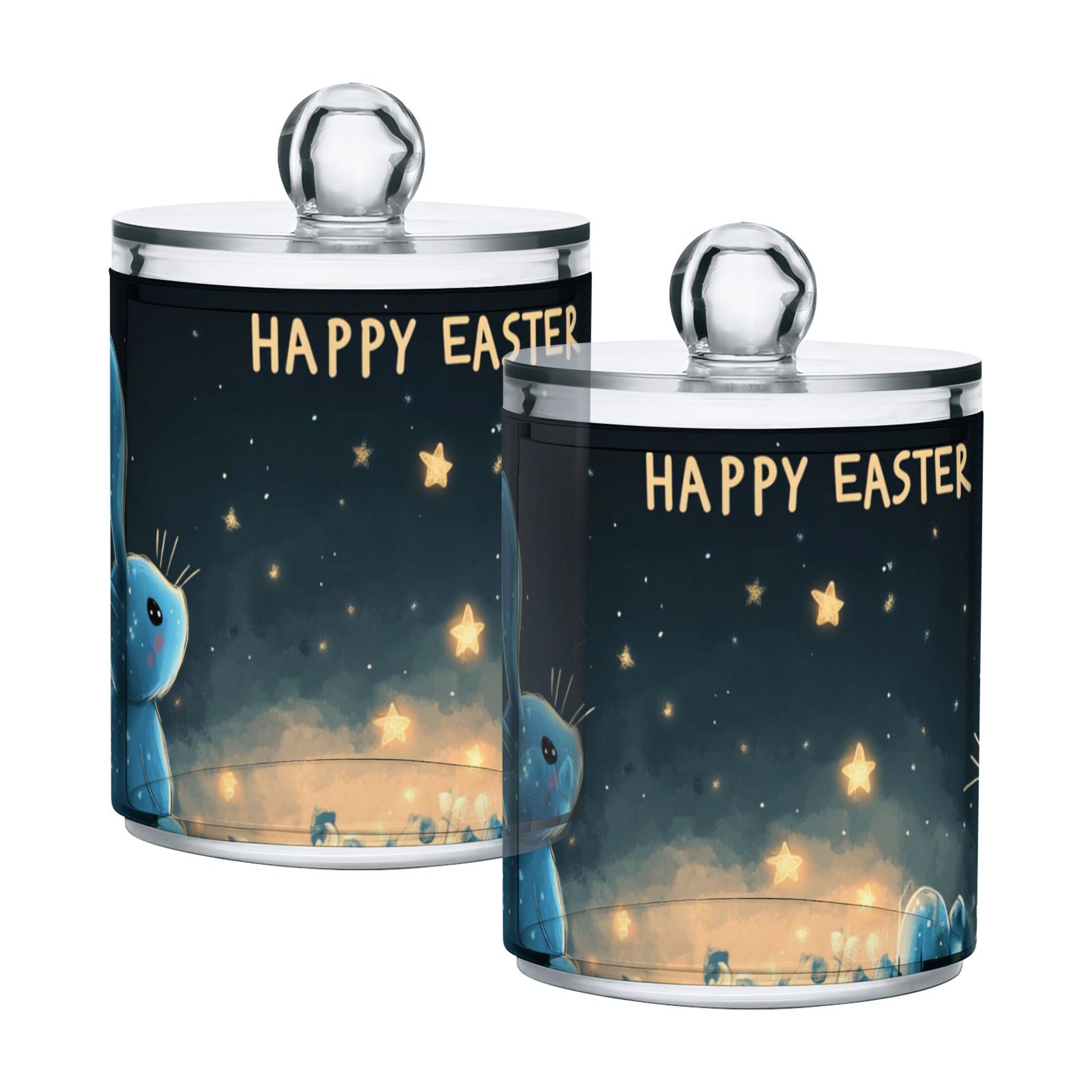 Shining Stars Rabbits Easter Translucent Plastic Cans Storage Canisters ...