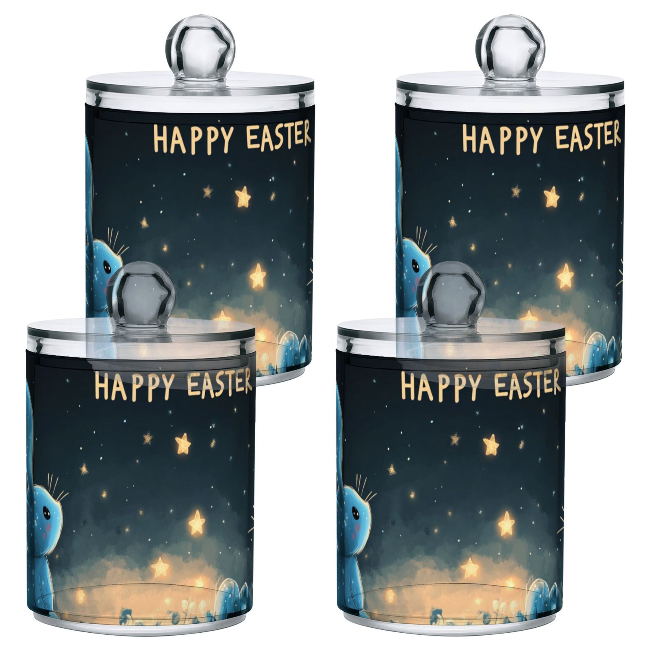 Shining Stars Rabbits Easter Translucent Plastic Cans Storage Canisters ...