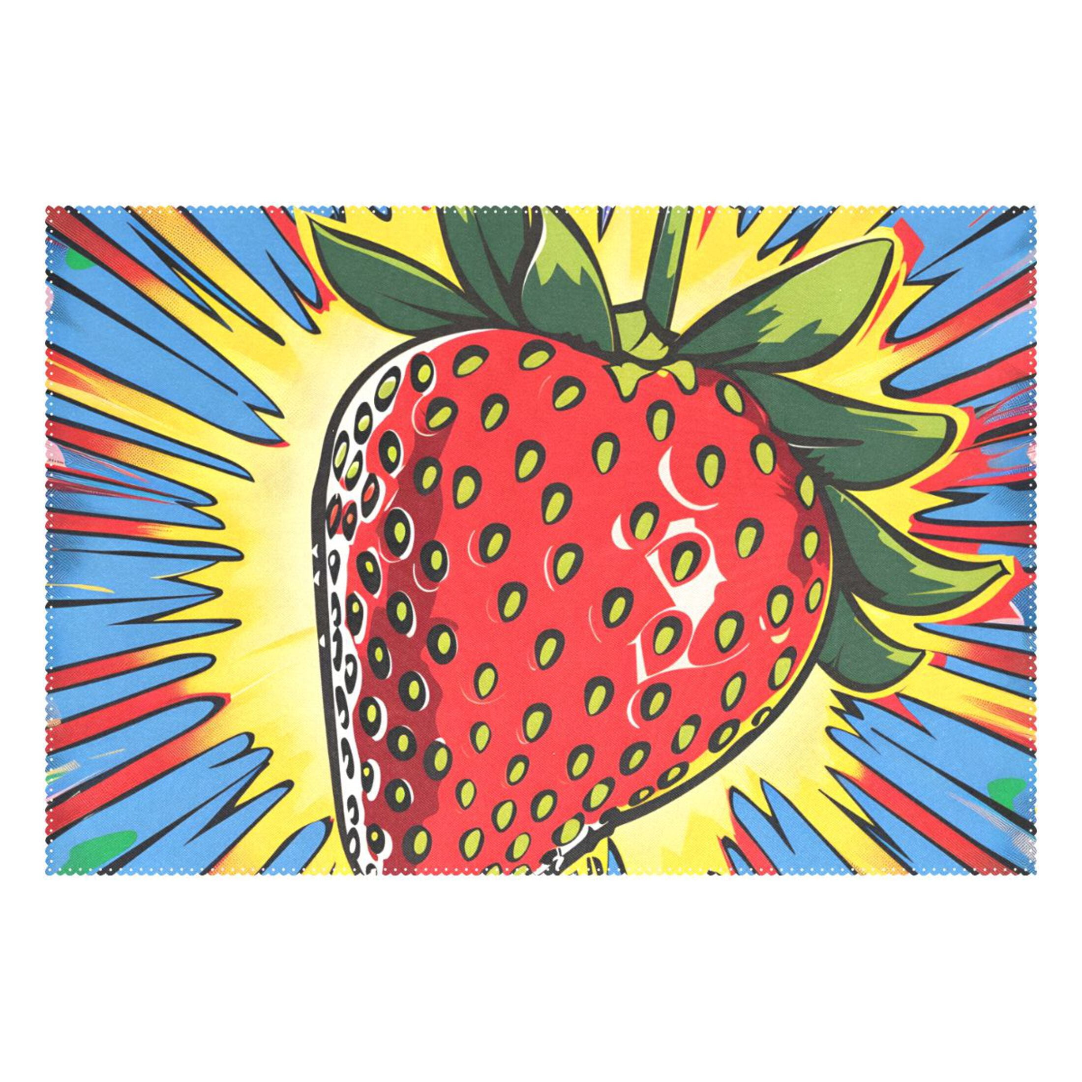 Shining Strawberry Cartoon Table Mat Rectangle Placemat 1 Pc for ...