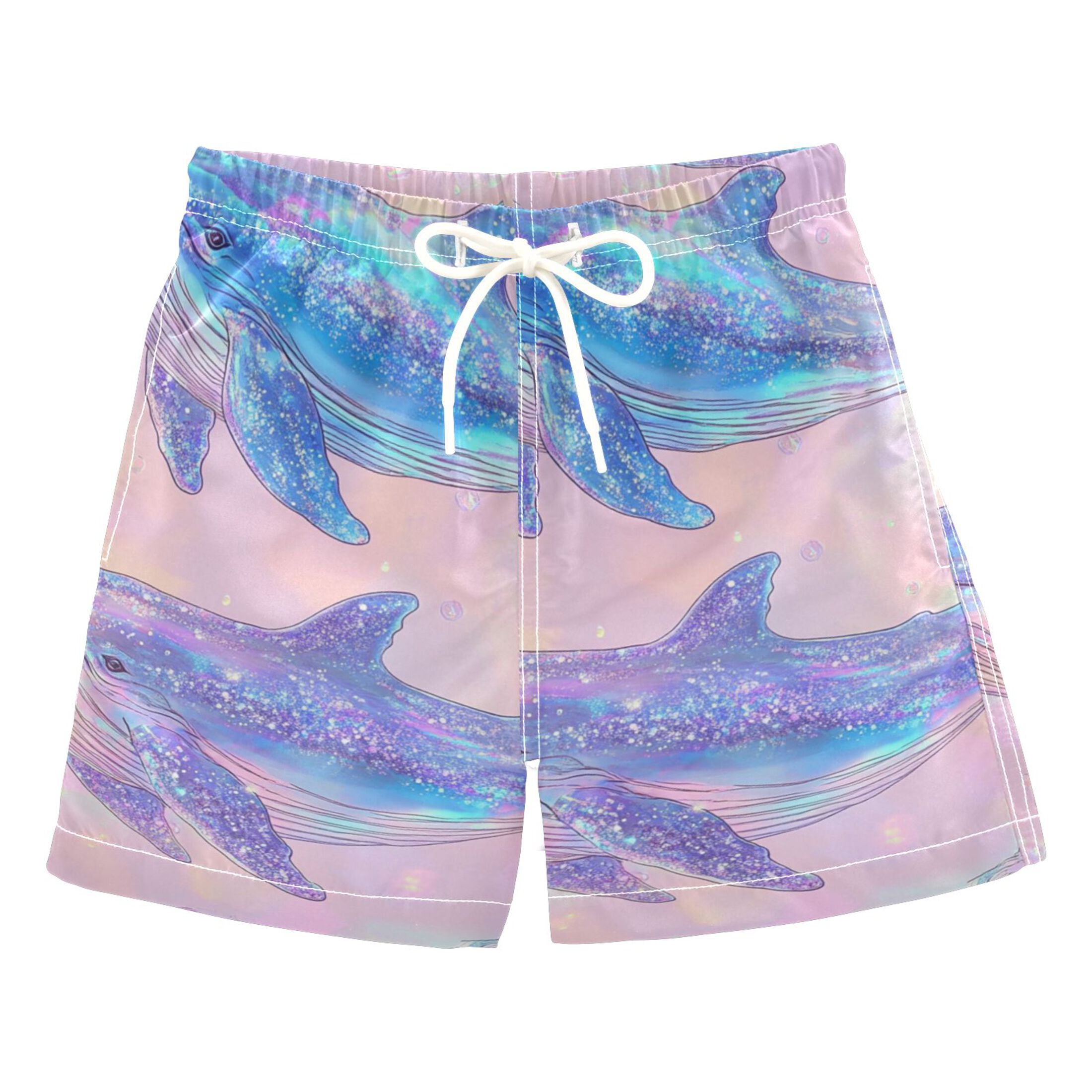 Shining Whales Roses Romantic Boys' Swim Trunks Board Shorts Beach ...
