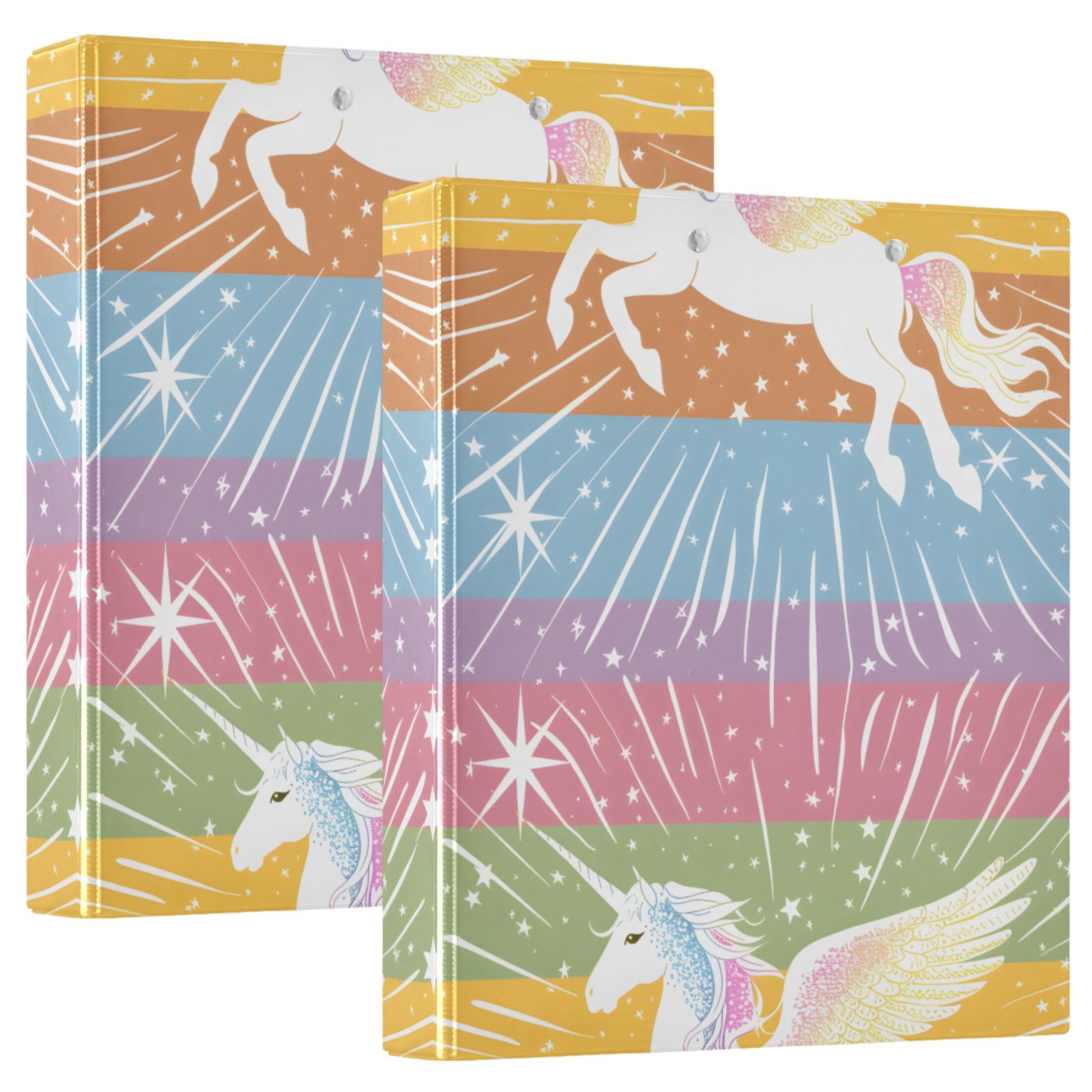 Shining Winged Unicorn Hardcover 3 Ring Binder 1.5 inch Round Rings ...