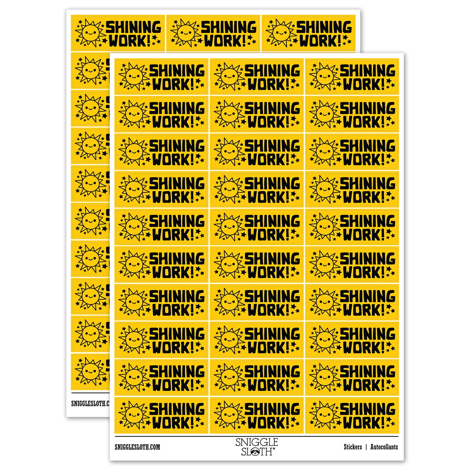 Shining Work Happy Sun Teacher Student School Sticker Set - Yellow ...