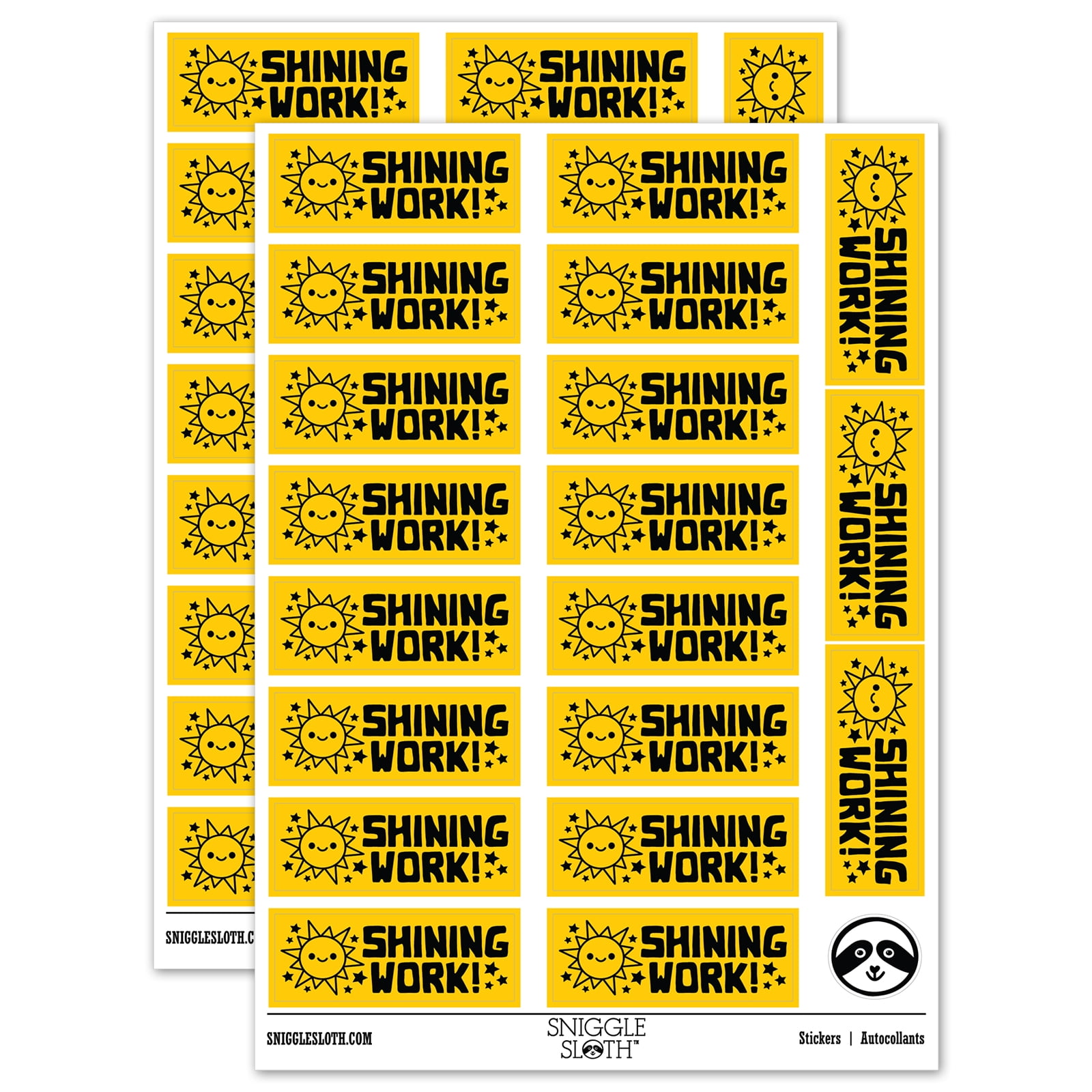Shining Work Happy Sun Teacher Student School Sticker Set - Yellow ...
