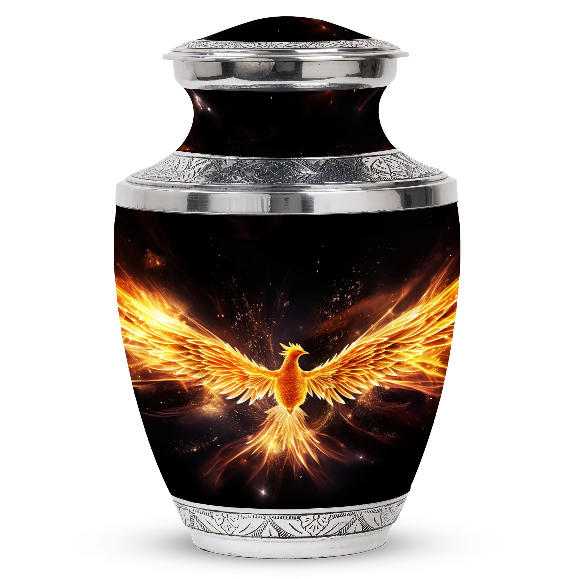 Shining Yellow Phoenix Cremation Urn, Memorial Urns For Human Ashes ...