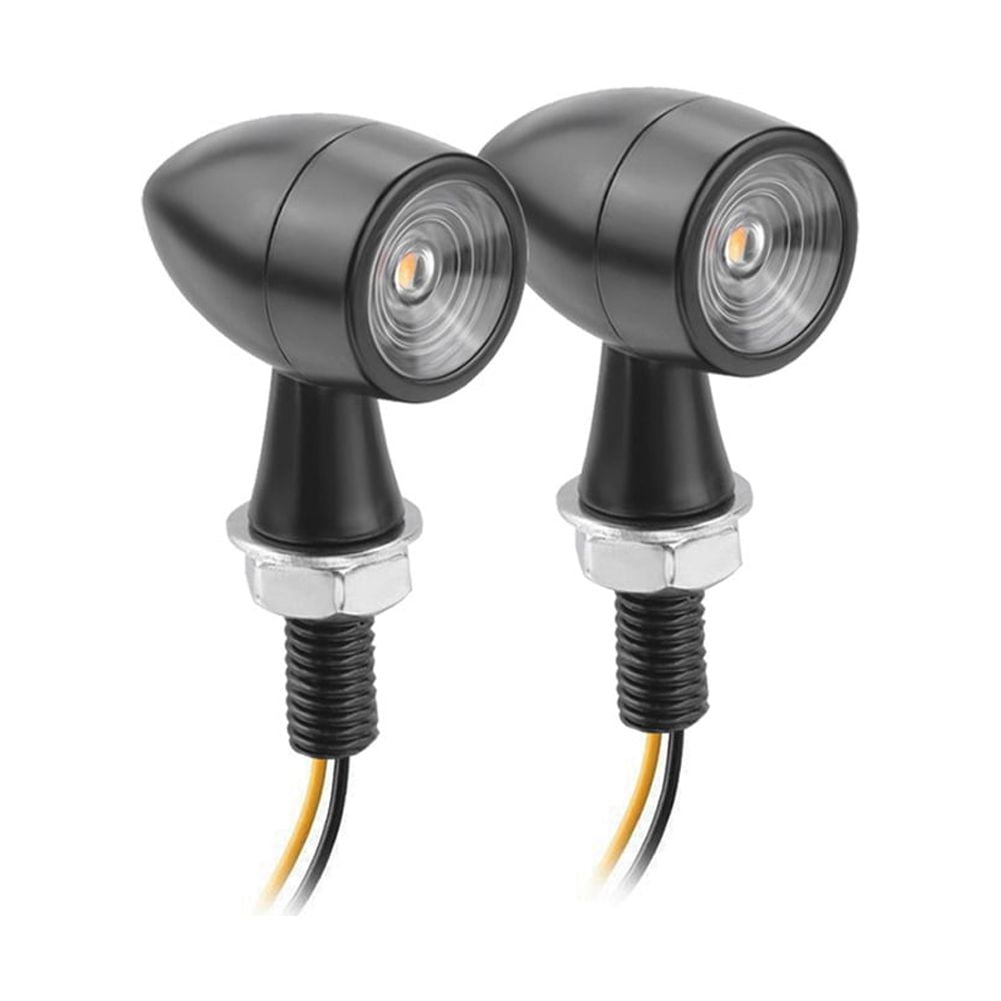 Shininglove 1 Pair Motorcycle LED Black Mini Turn Signals Lights ...
