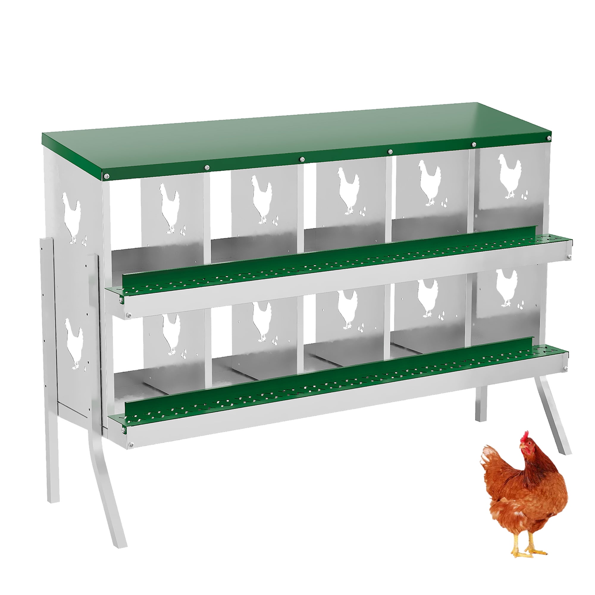 Shininglove 10 Hole Galvanized Steel Chicken Nesting Box w/Outriggers ...