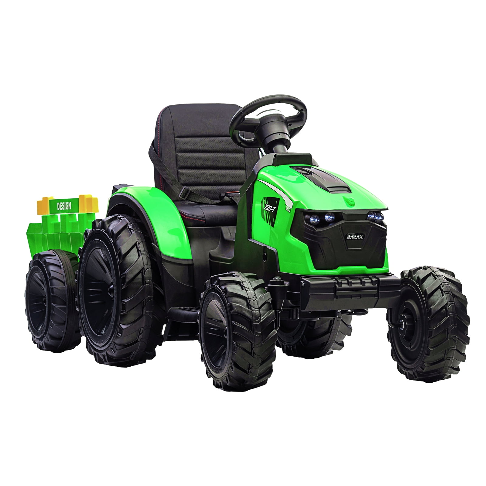 Shininglove 12V Electric Kids Ride on Tractor with Trailer with USB ...