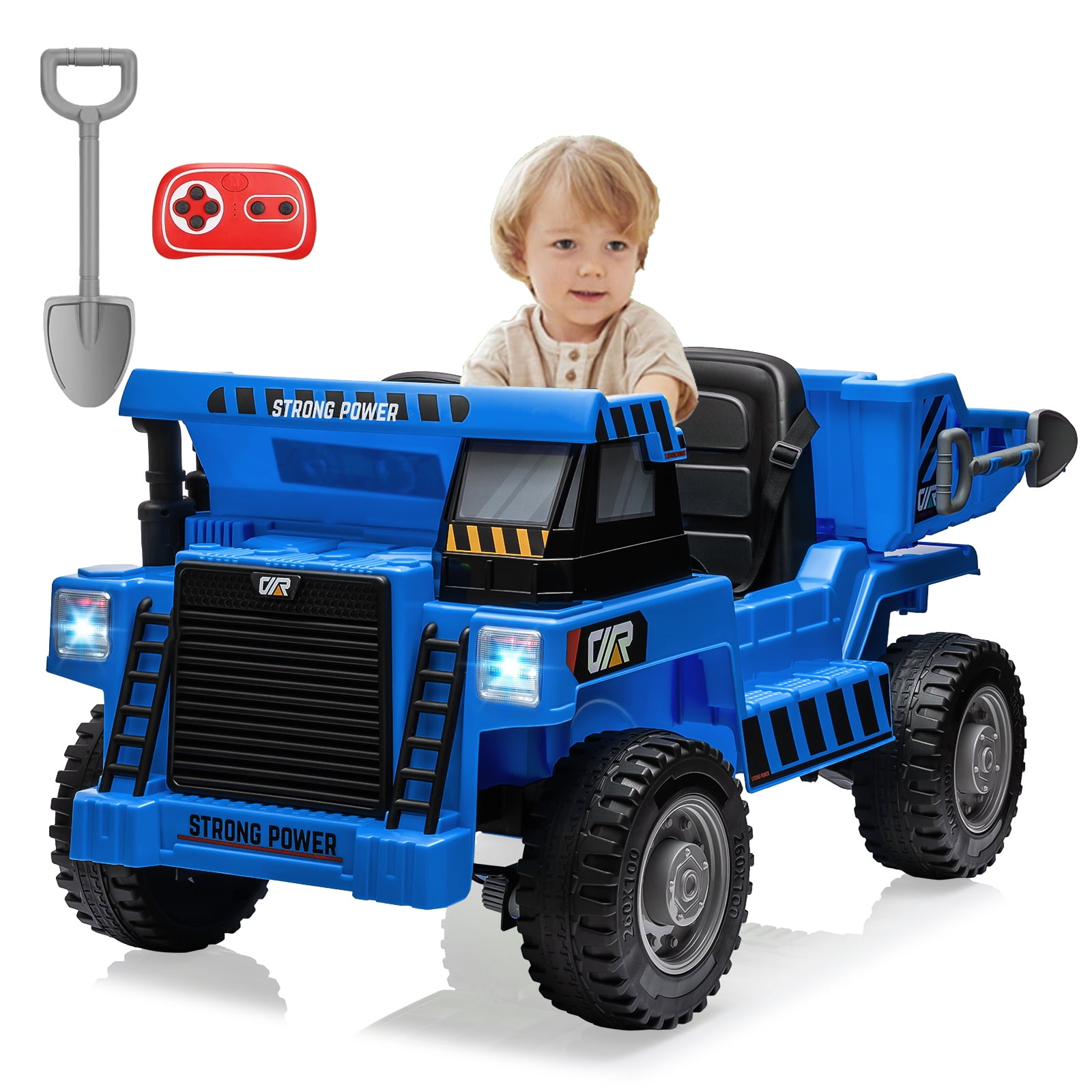 Shininglove 12V Ride-on Dump Truck for Kids, Dual Motors Battery ...