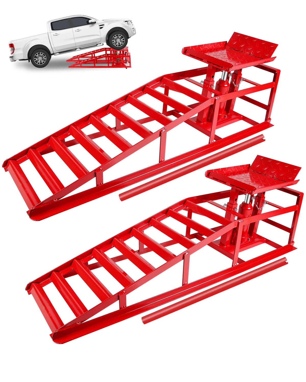 Shininglove 2-Pack 5 Ton (11,000 Lbs) Hydraulic Car Ramps - Adjustable ...