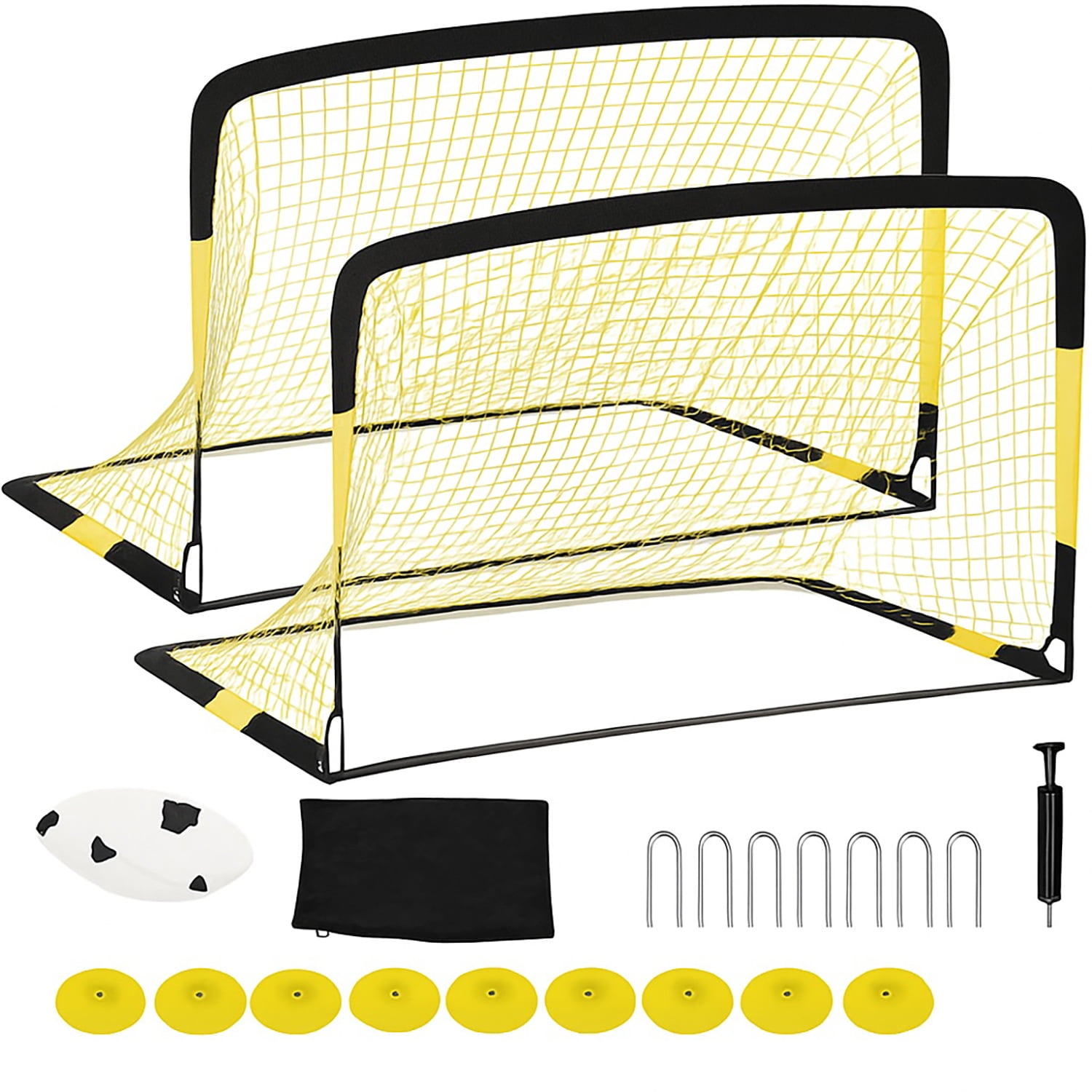 Shininglove 2-Pack 6x4 ft Pop-Up Soccer Goals – Complete Backyard ...