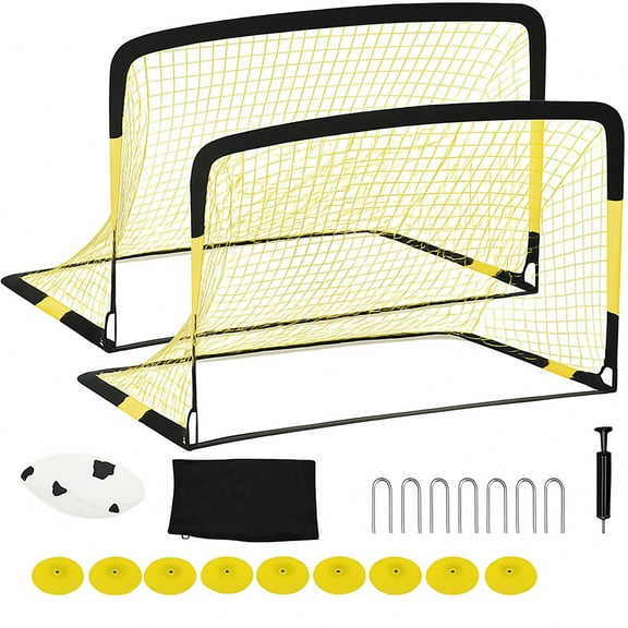 Ladcaser 2-Pack 6x4 ft Pop-Up Soccer Goals – Complete Backyard Training ...