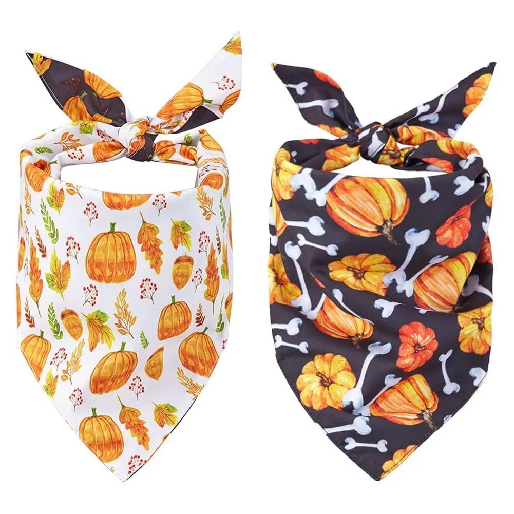 Shininglove 2 Pack Halloween Dog Bandanas Reversible Triangle Scarf ...