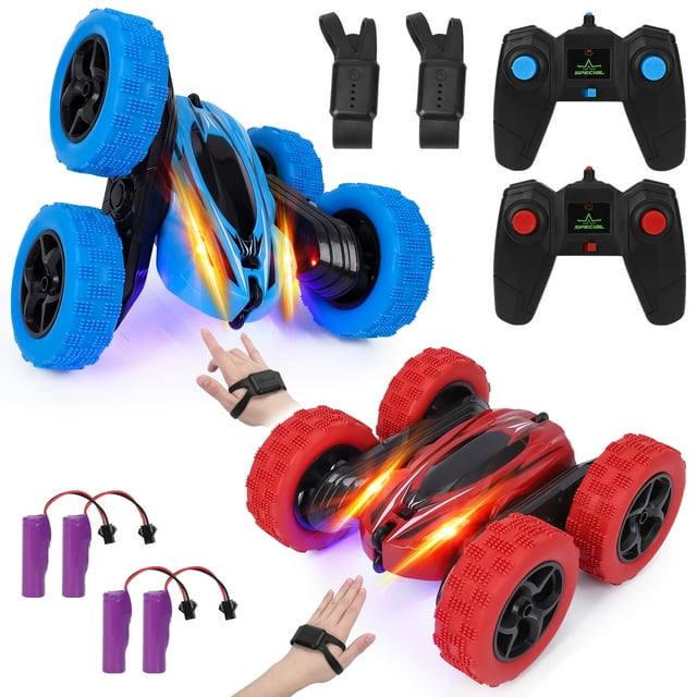 Shininglove 2 Pack Remote Stunt Control Cars with Light & Hand Gestures ...