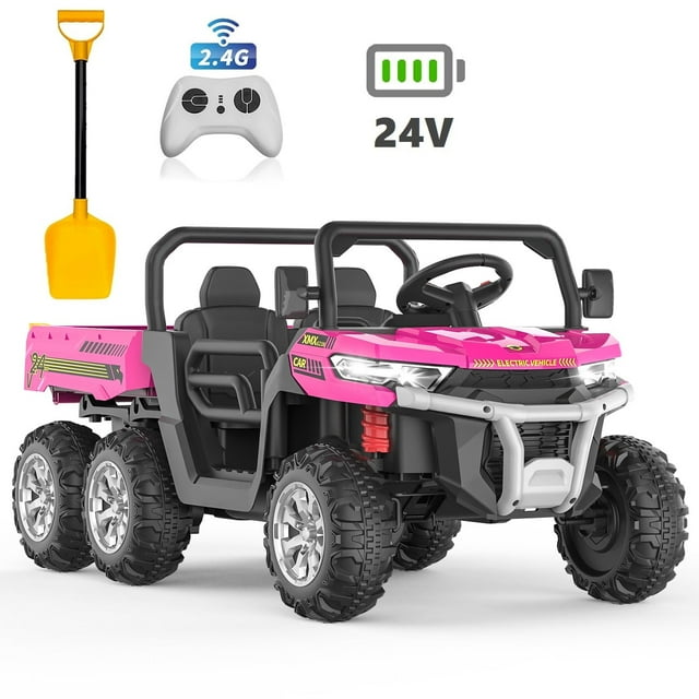Shininglove 24V Battery-Powered Ride-On, 6 Wheel Dump Truck with ...