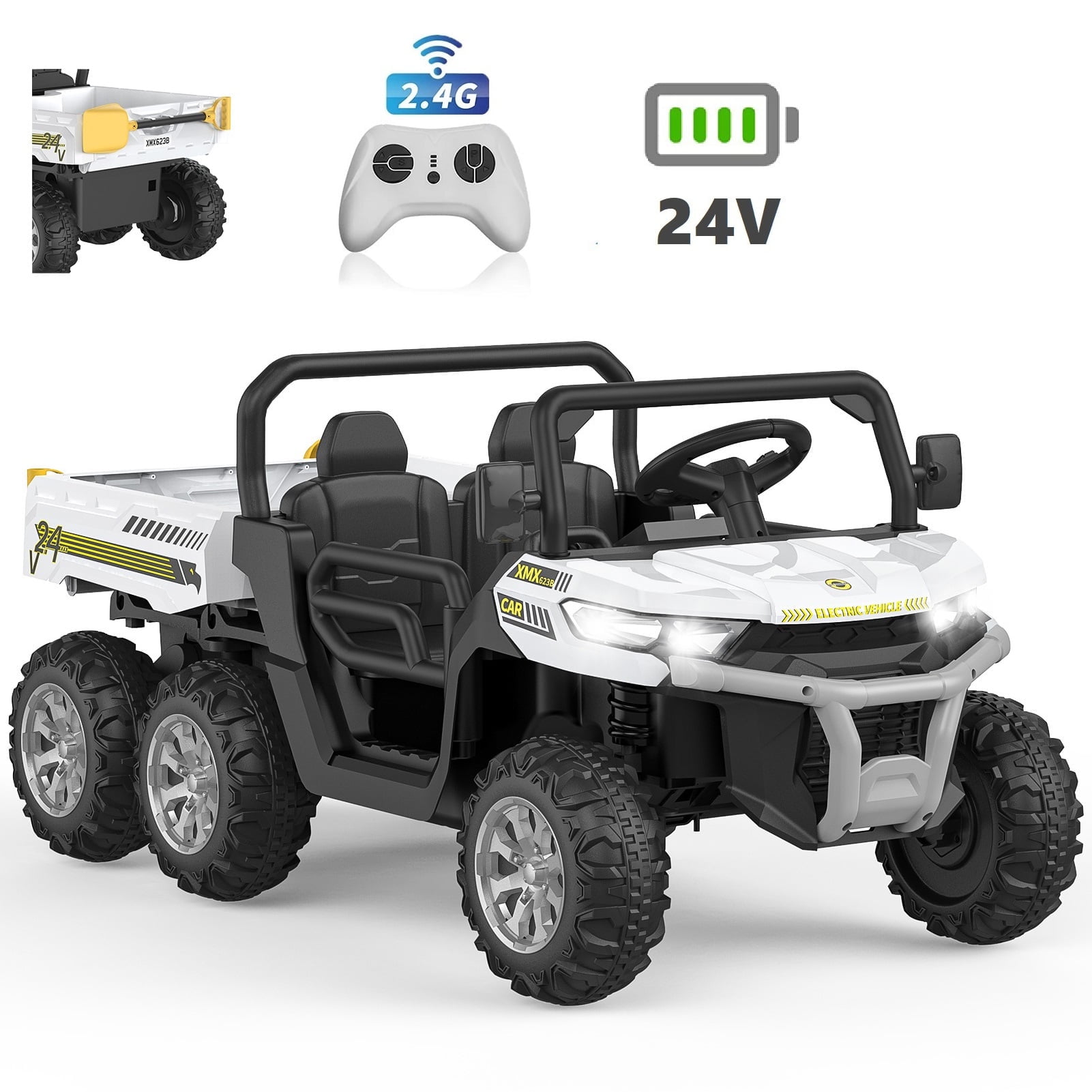 Shininglove 24V Kids Electric Tractor with Tipping Bucket, 2.4G RC, 6 ...