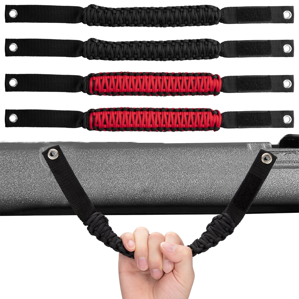 Shininglove 4 Pack Roll Bar Grab Handles Nylon Braided Paracord Grip ...