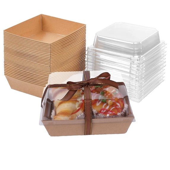 Shininglove 50 Packs Paper Charcuterie Boxes with Clear Lids, Square ...