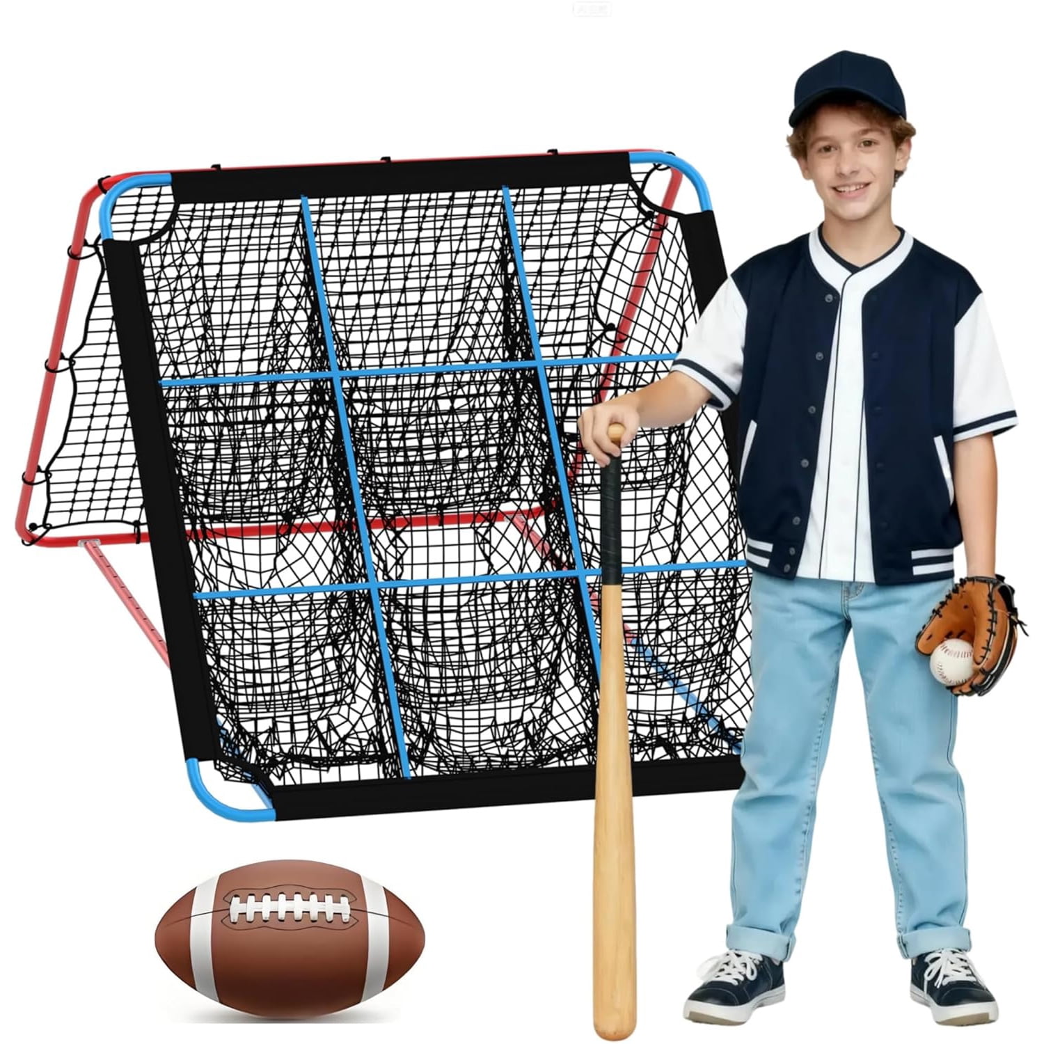 Shininglove 5x4.3 ft Baseball/Softball Rebounder Net – 12-Angle ...