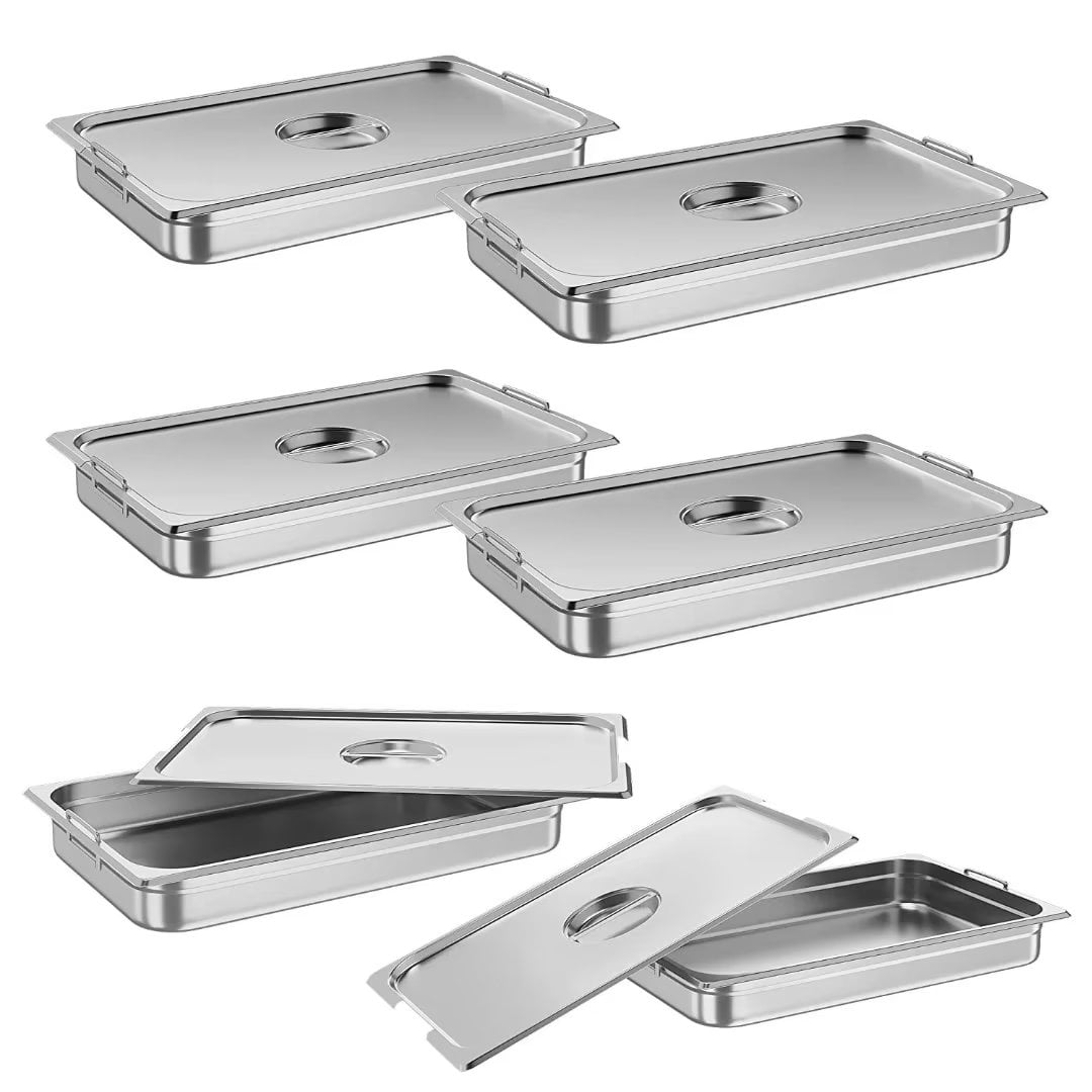 Shininglove 6 Pack Full Size Hotel Pan, 2.5inch Deep Commercial ...