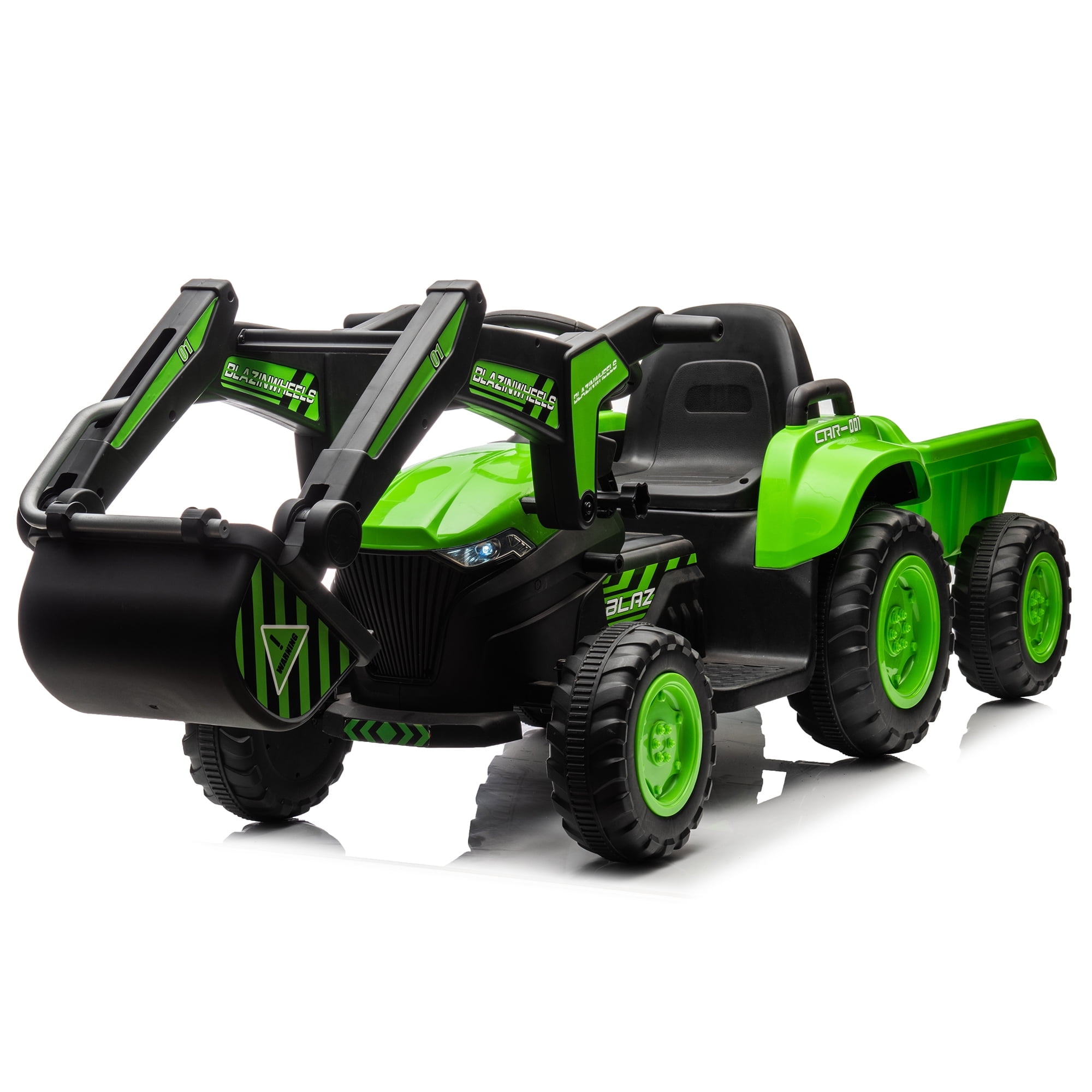Shininglove Kids Ride On Tractor with Detachable Trailer, 12V Electric ...