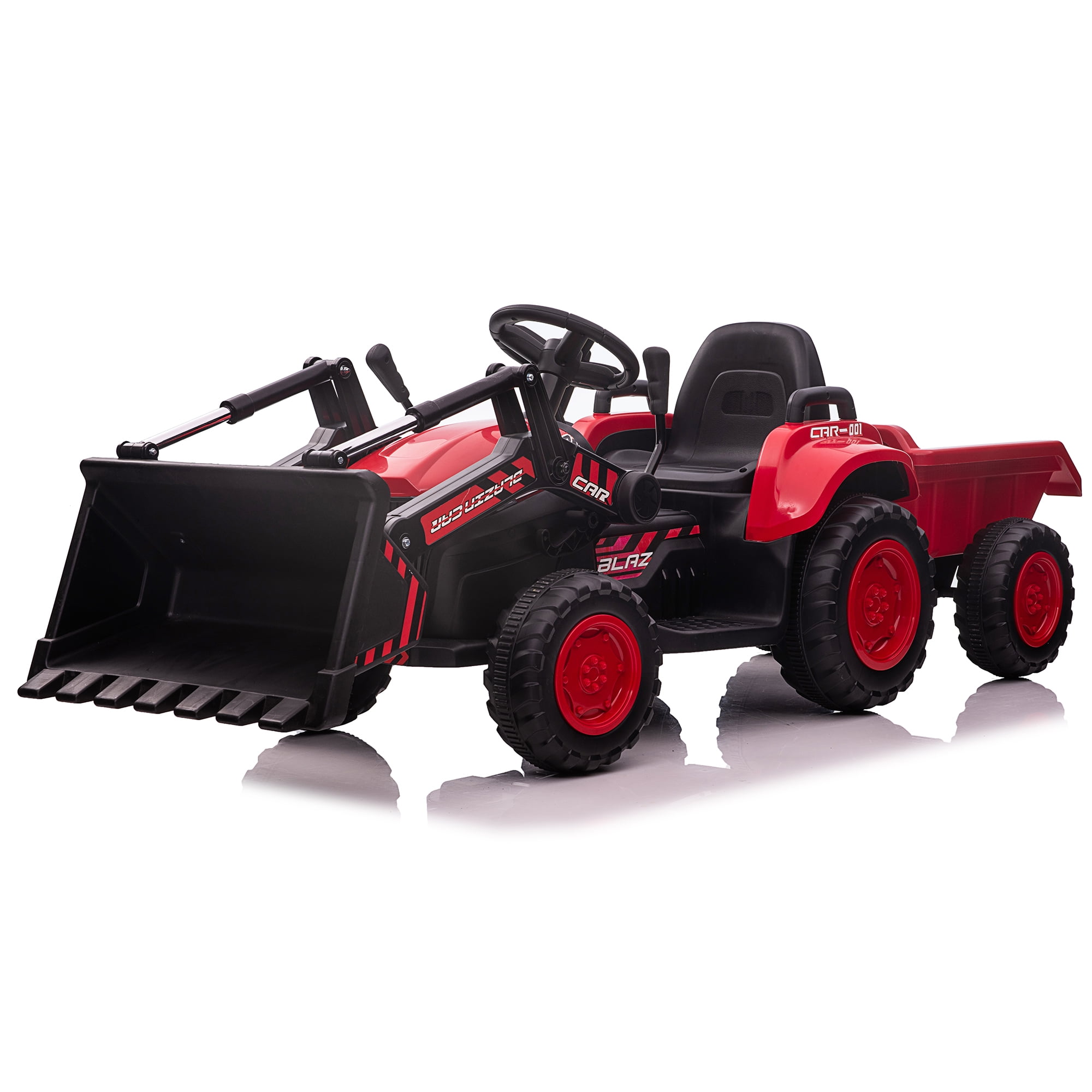 Shininglove Kids Ride On Tractor with Forklift & Detachable Trailer ...