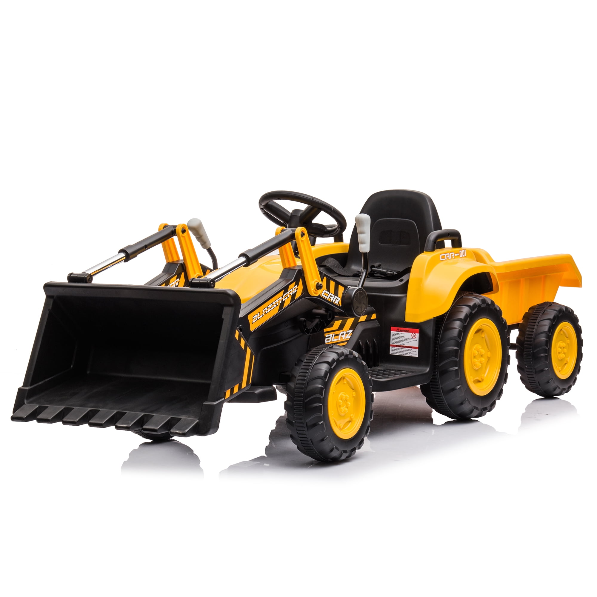 Shininglove Kids Ride On Tractor with Forklift & Detachable Trailer ...