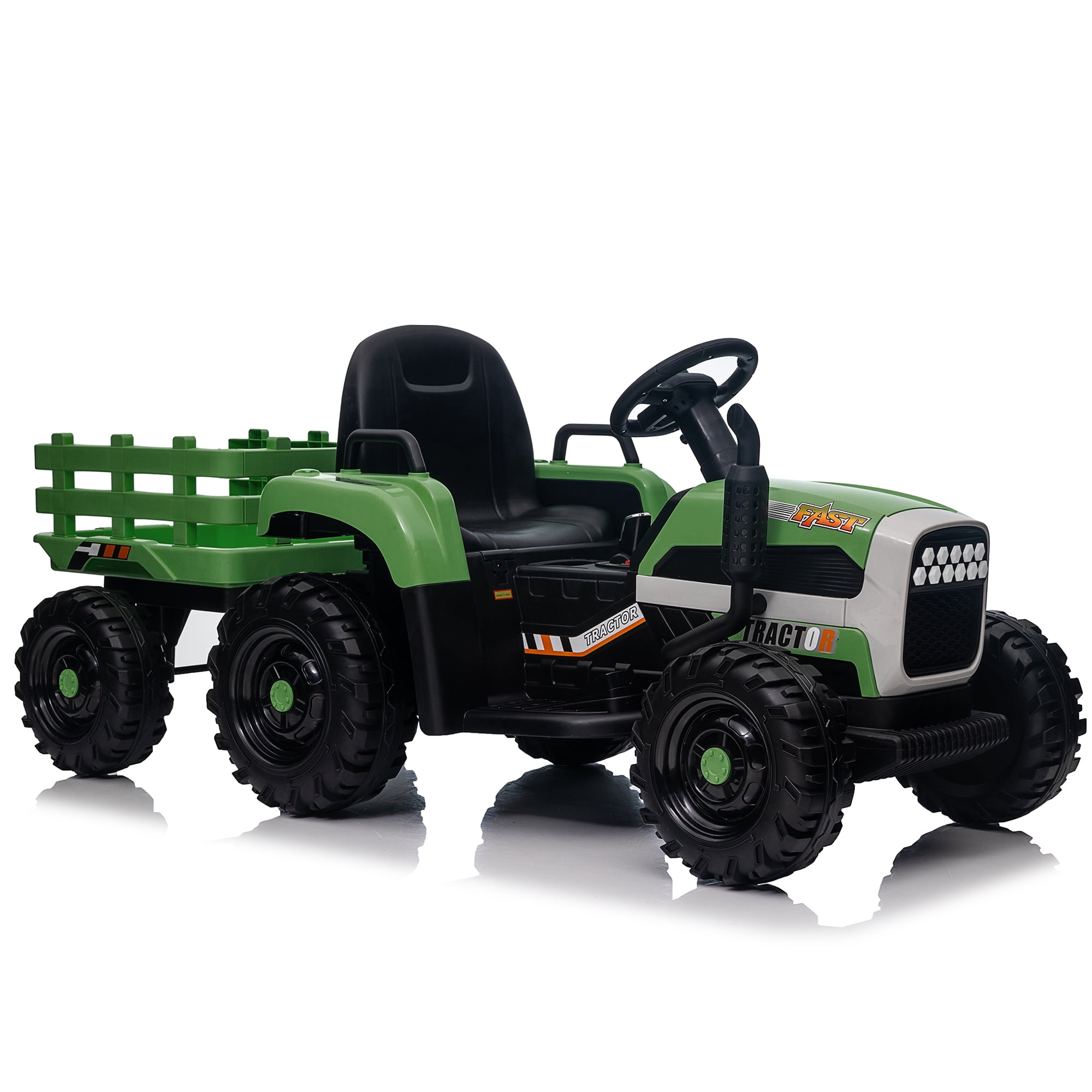 Shininglove Kids Ride on Tractor With Trailer, 12V Battery Powered ...