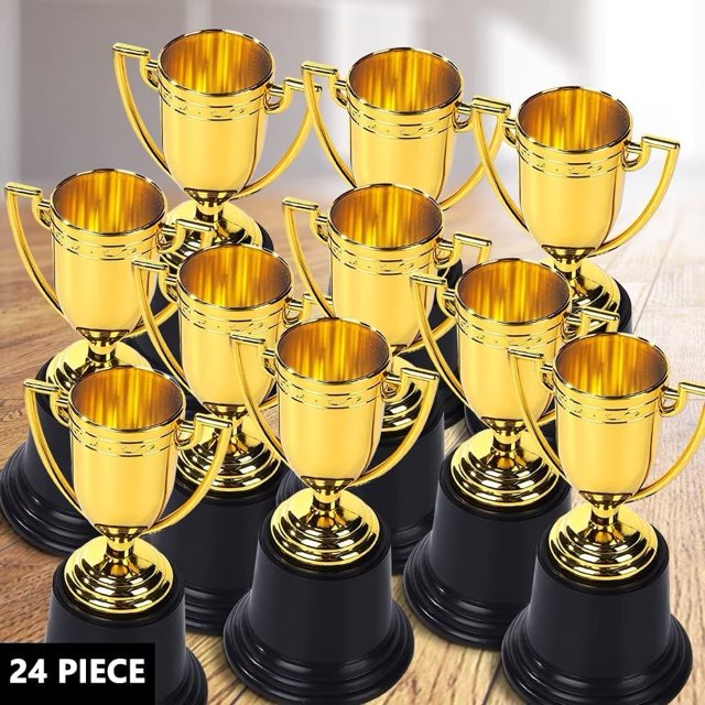 Shininglove Mini Trophies 24 Pack with Stickers 5 Inch Children Gold ...
